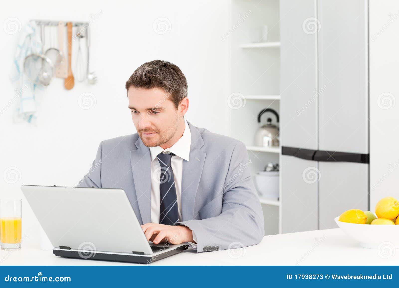 Businessman Working on His Laptop Stock Image - Image of modern, relax ...