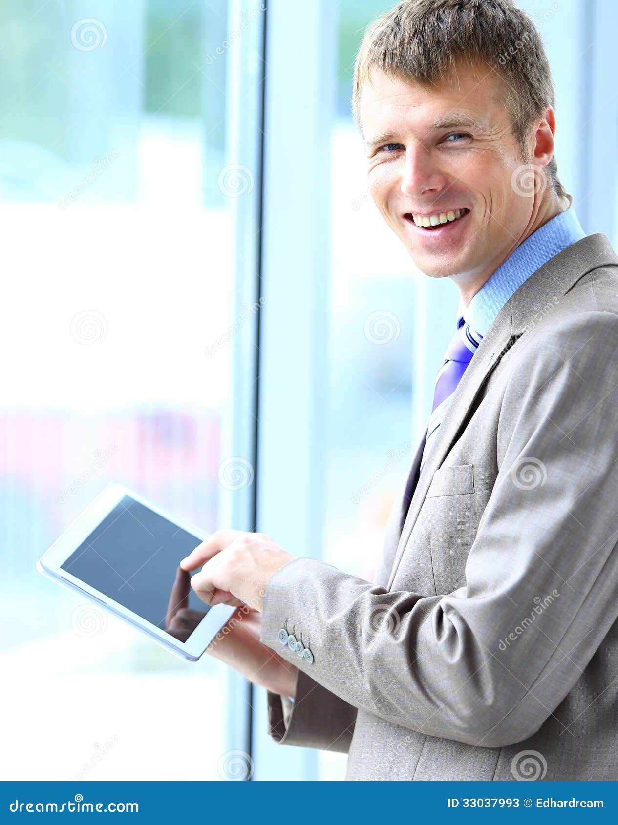 Businessman Working on His Tablet Stock Image - Image of corporate ...