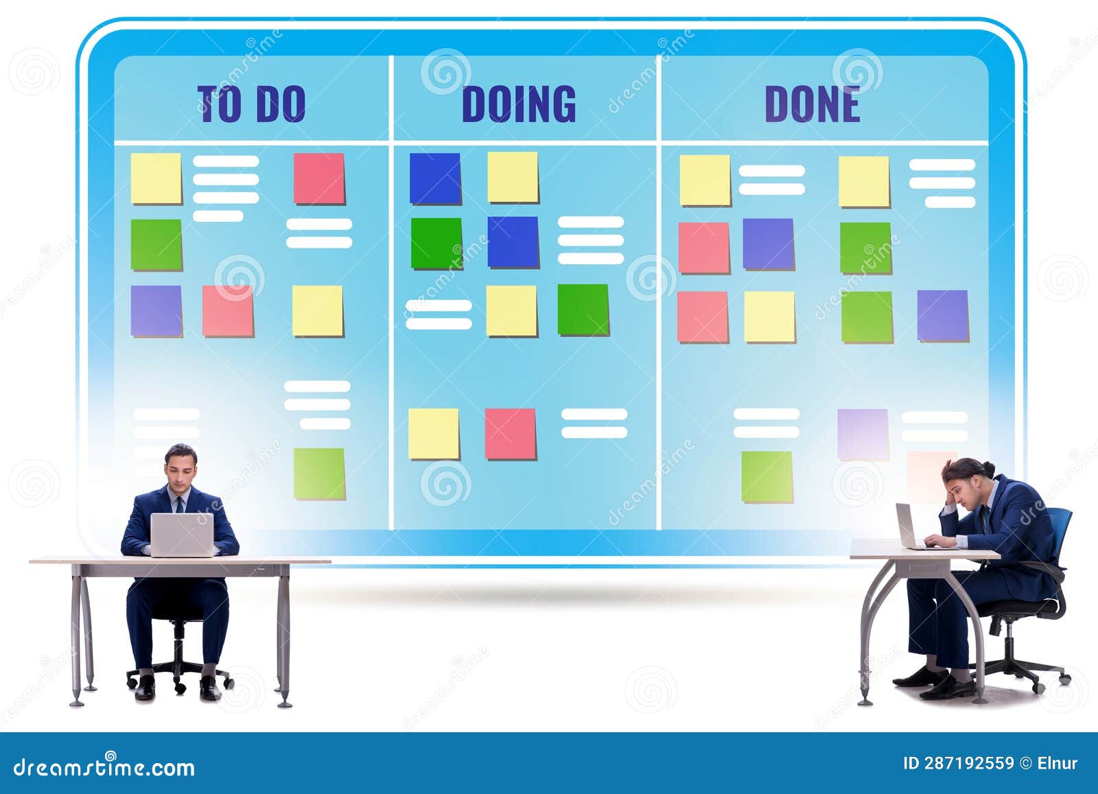 Businessman Working on Kanban Board with Tasks Stock Image - Image of ...