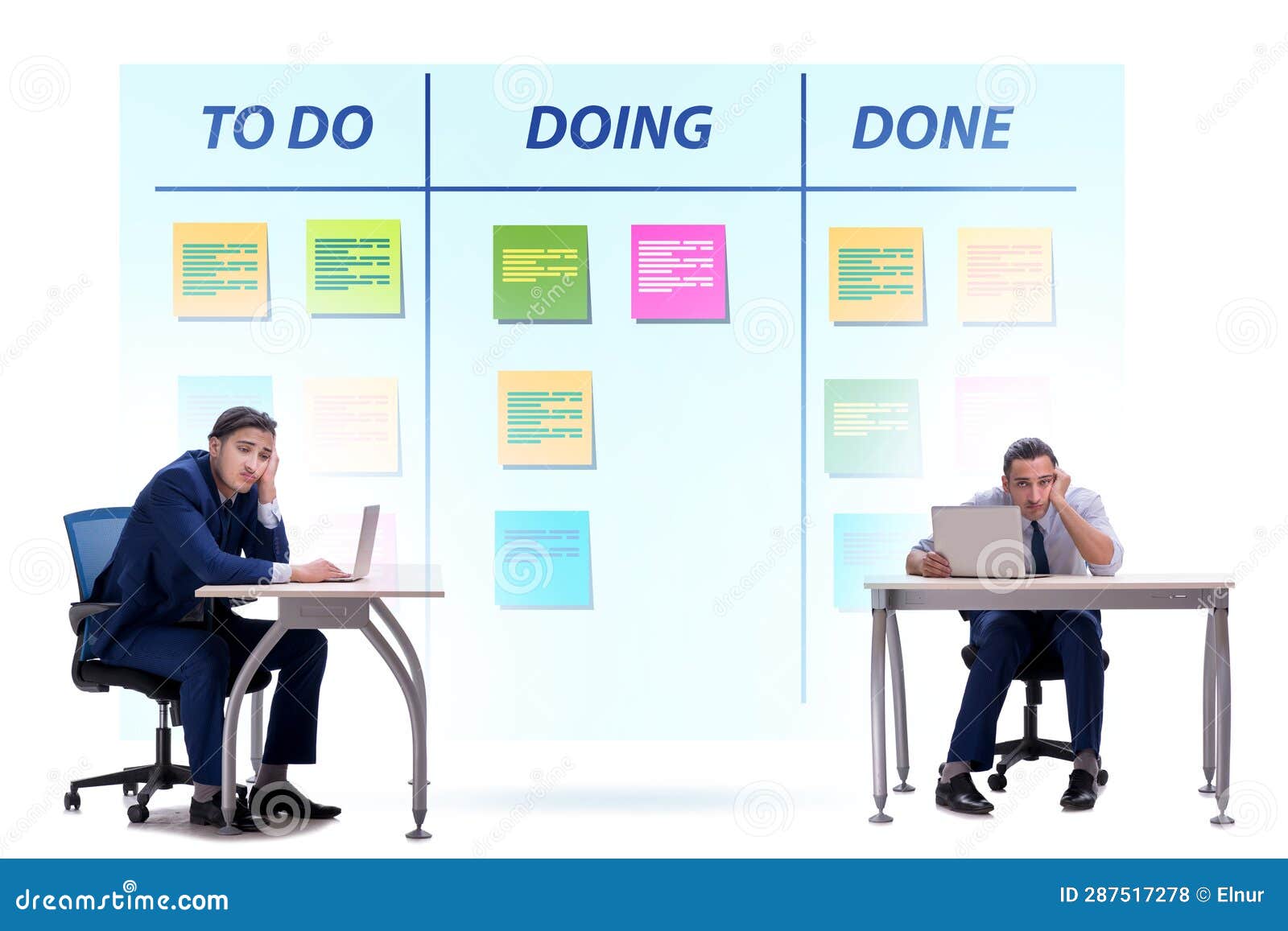 Businessman Working on Kanban Board with Tasks Stock Photo - Image of ...