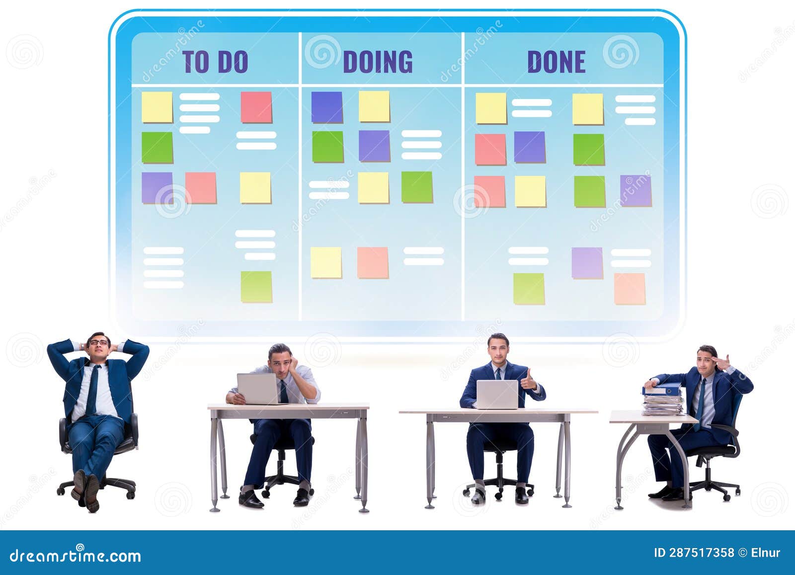 Businessman Working on Kanban Board with Tasks Stock Photo - Image of ...