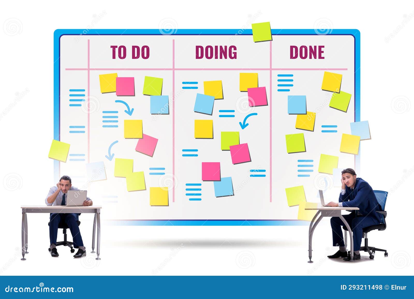 Businessman Working on Kanban Board with Tasks Stock Photo - Image of ...