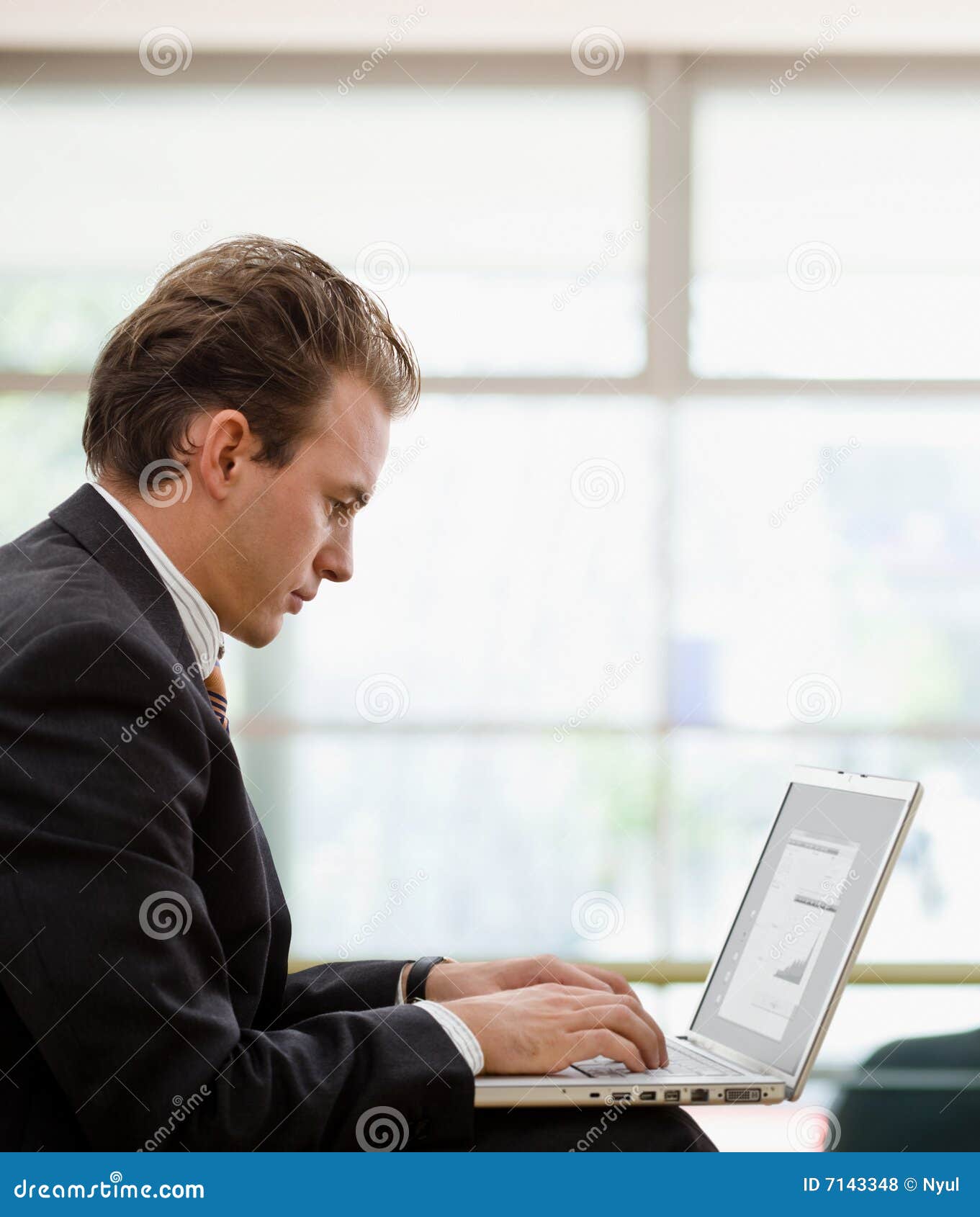 Businessman Working on Laptop Stock Photo - Image of consultant, hall ...
