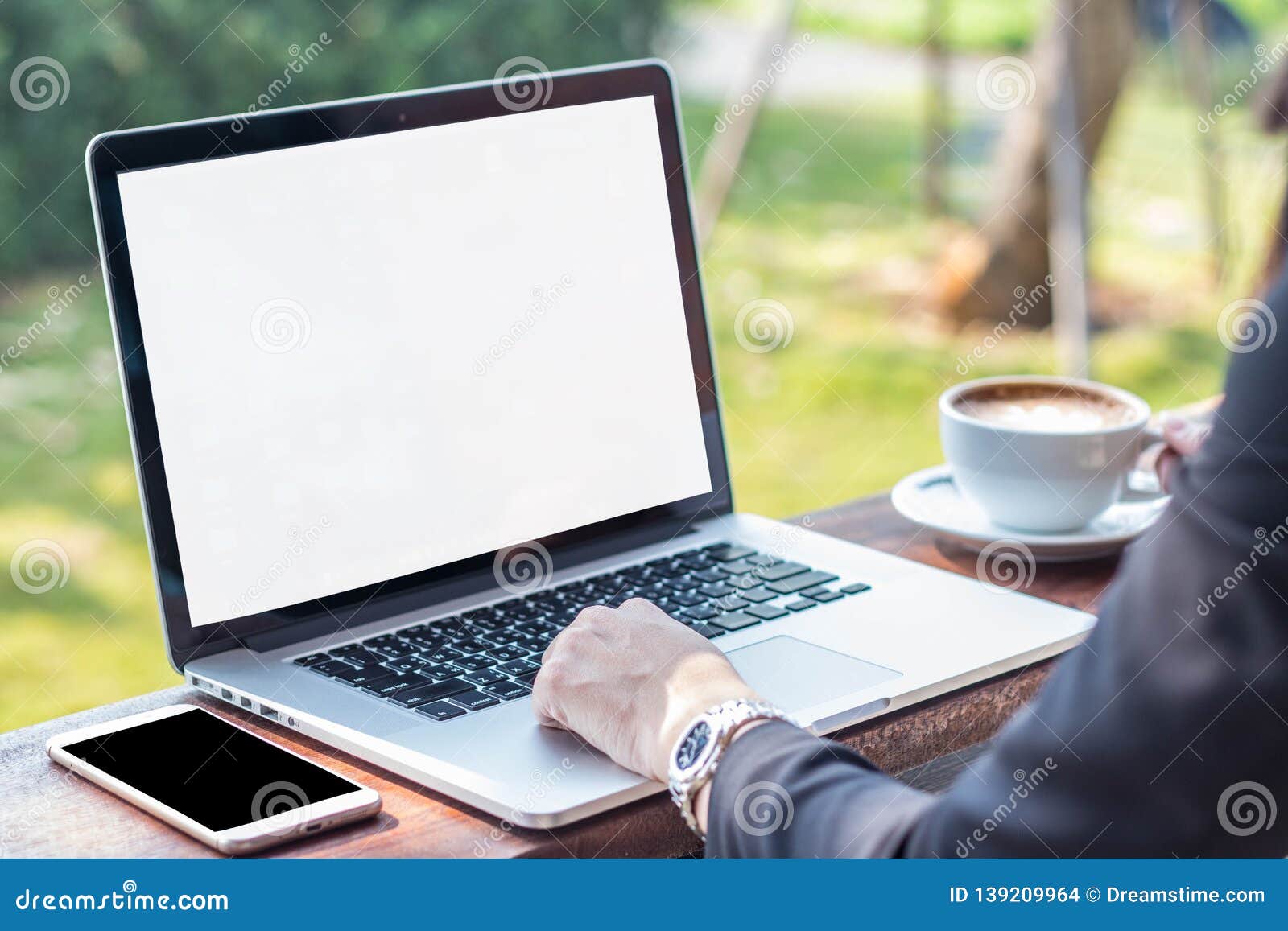 Businessman Working on Laptop in Cafe Stock Photo - Image of work ...