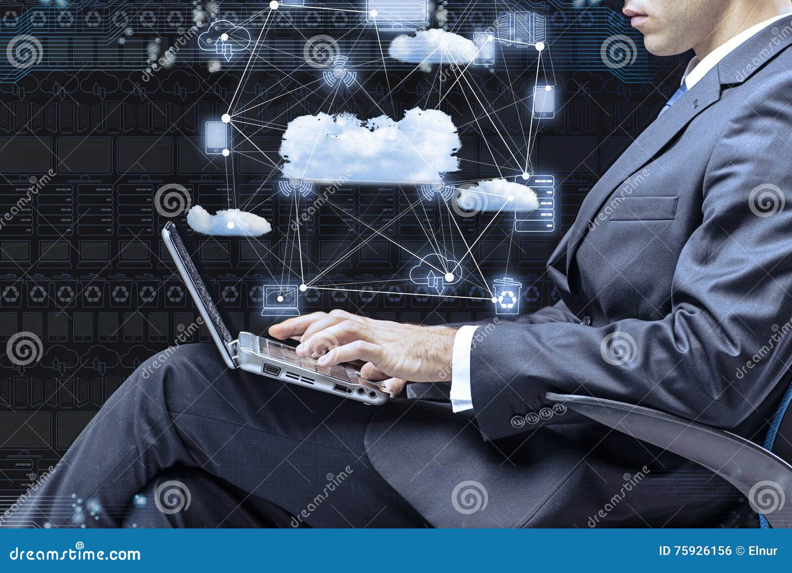 The Businessman Working with Laptop in Cloud Computing Concept Stock ... The Businessman Working with Laptop in Cloud Computing Concept Stock ...