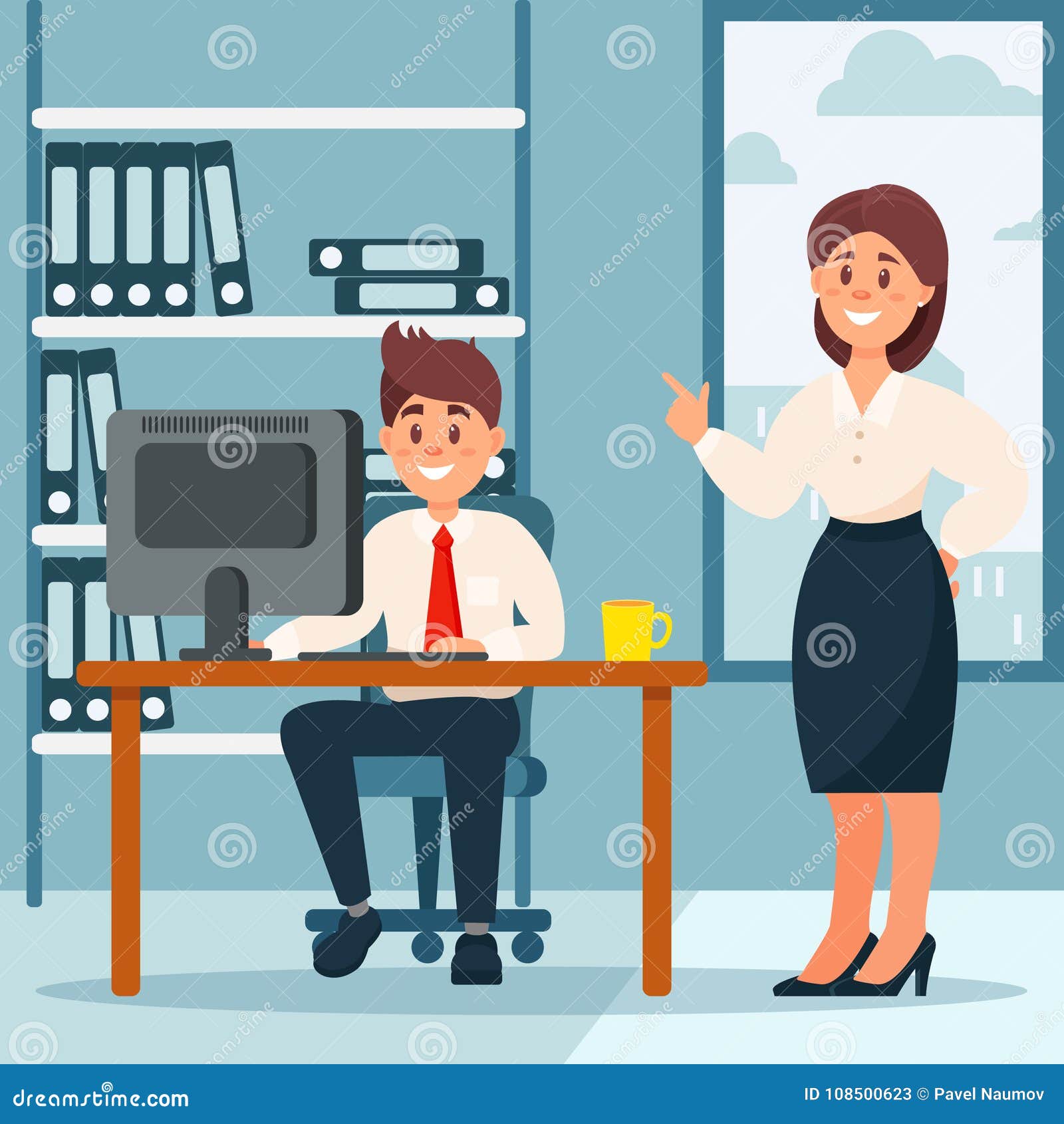 Businessman Working with Laptop Computer, Personal Assistant Making ...