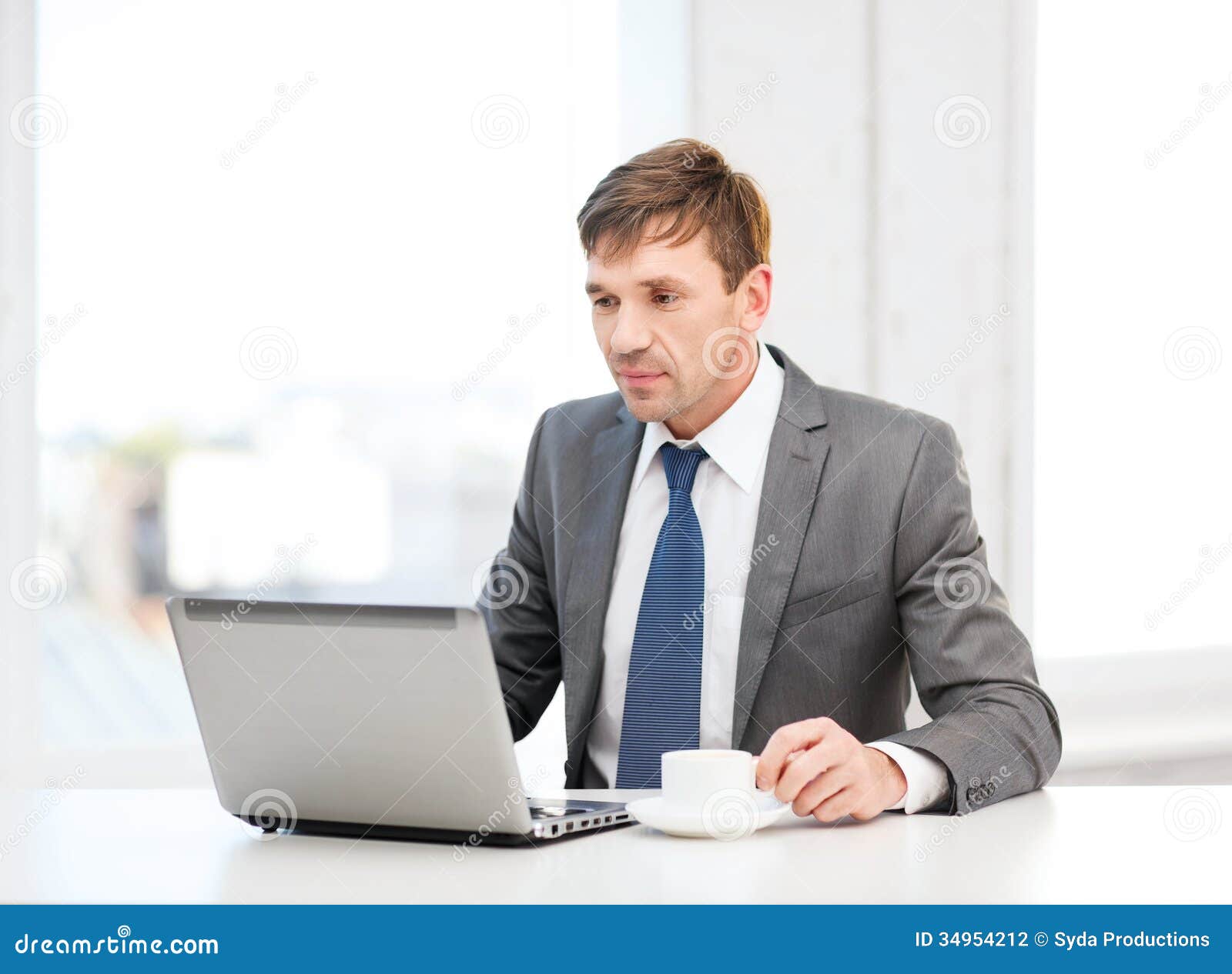 Businessman Working With Laptop Computer Stock Photo - Image of indoors ...