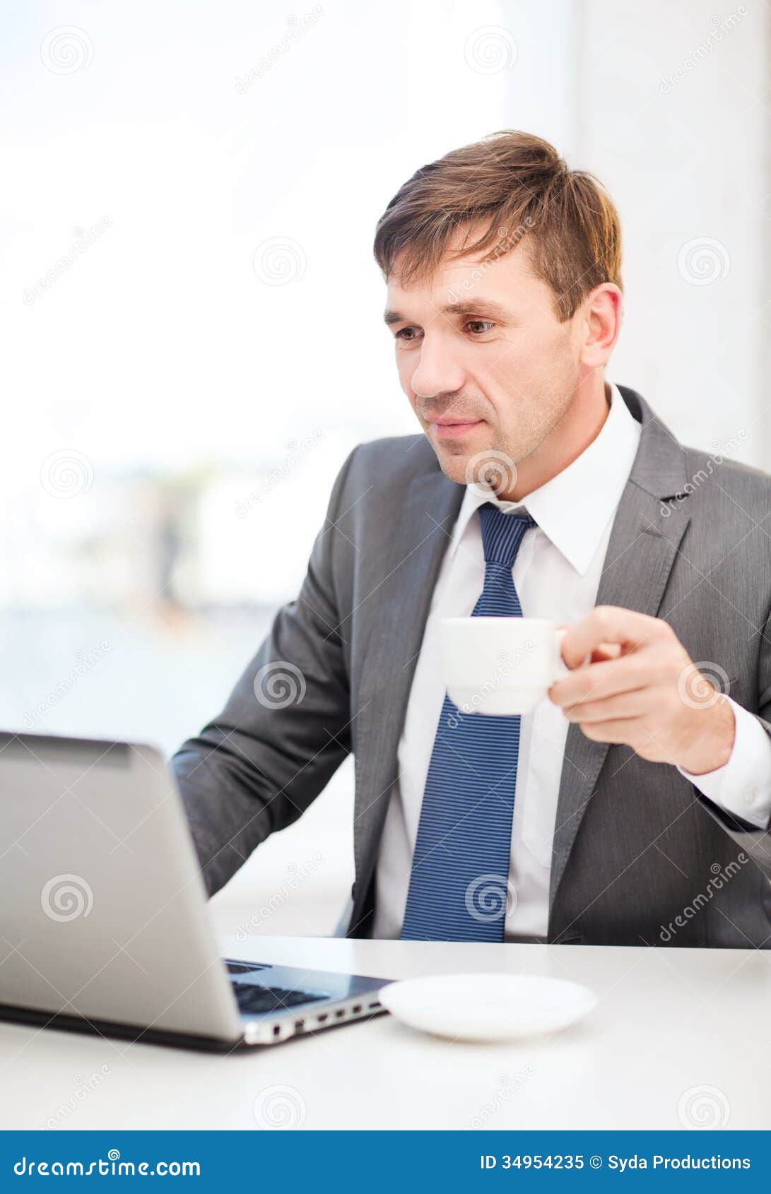 Businessman Working with Laptop Computer Stock Image - Image of ...