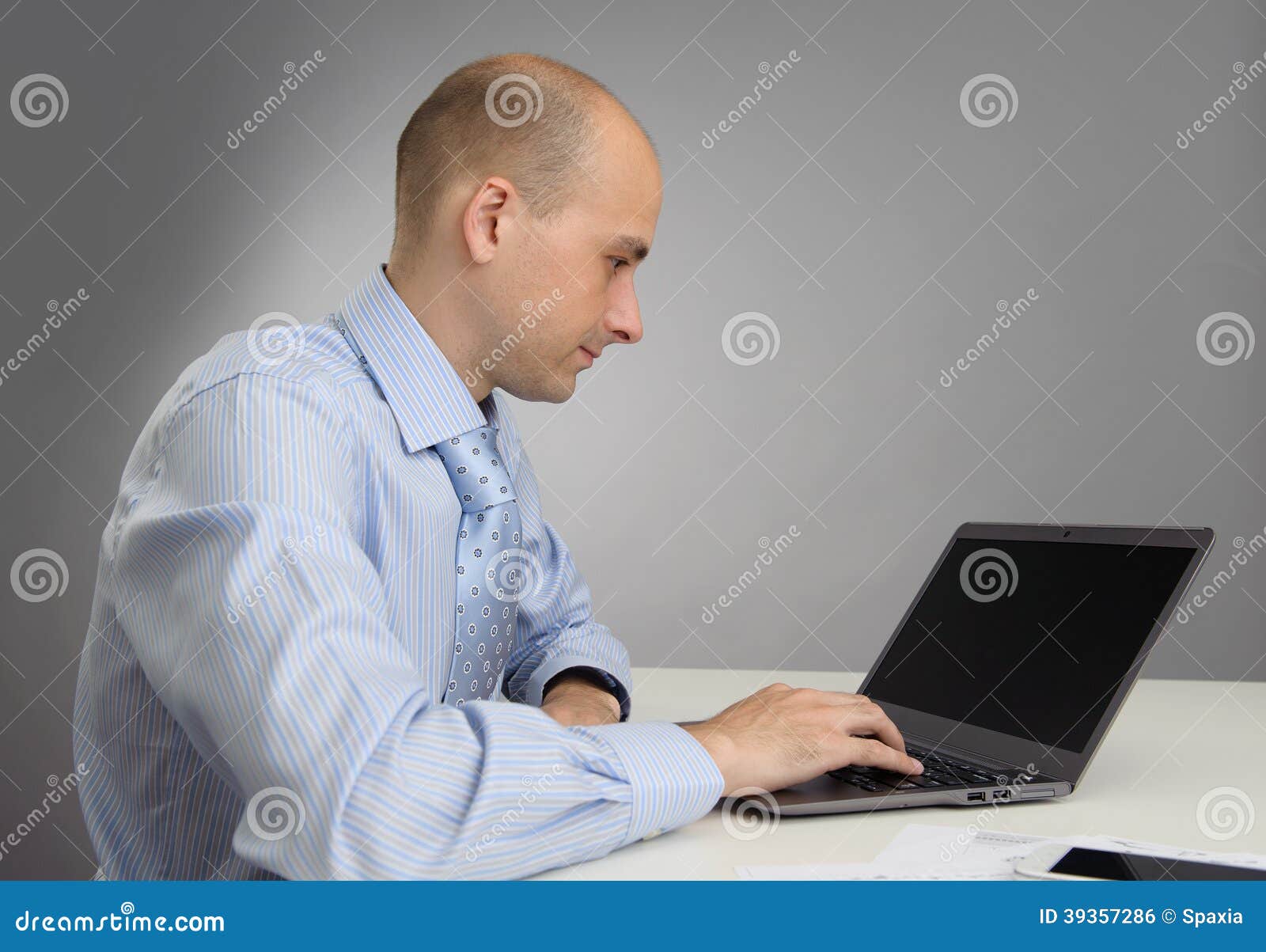Businessman Working with Laptop in Office Stock Photo - Image of ...