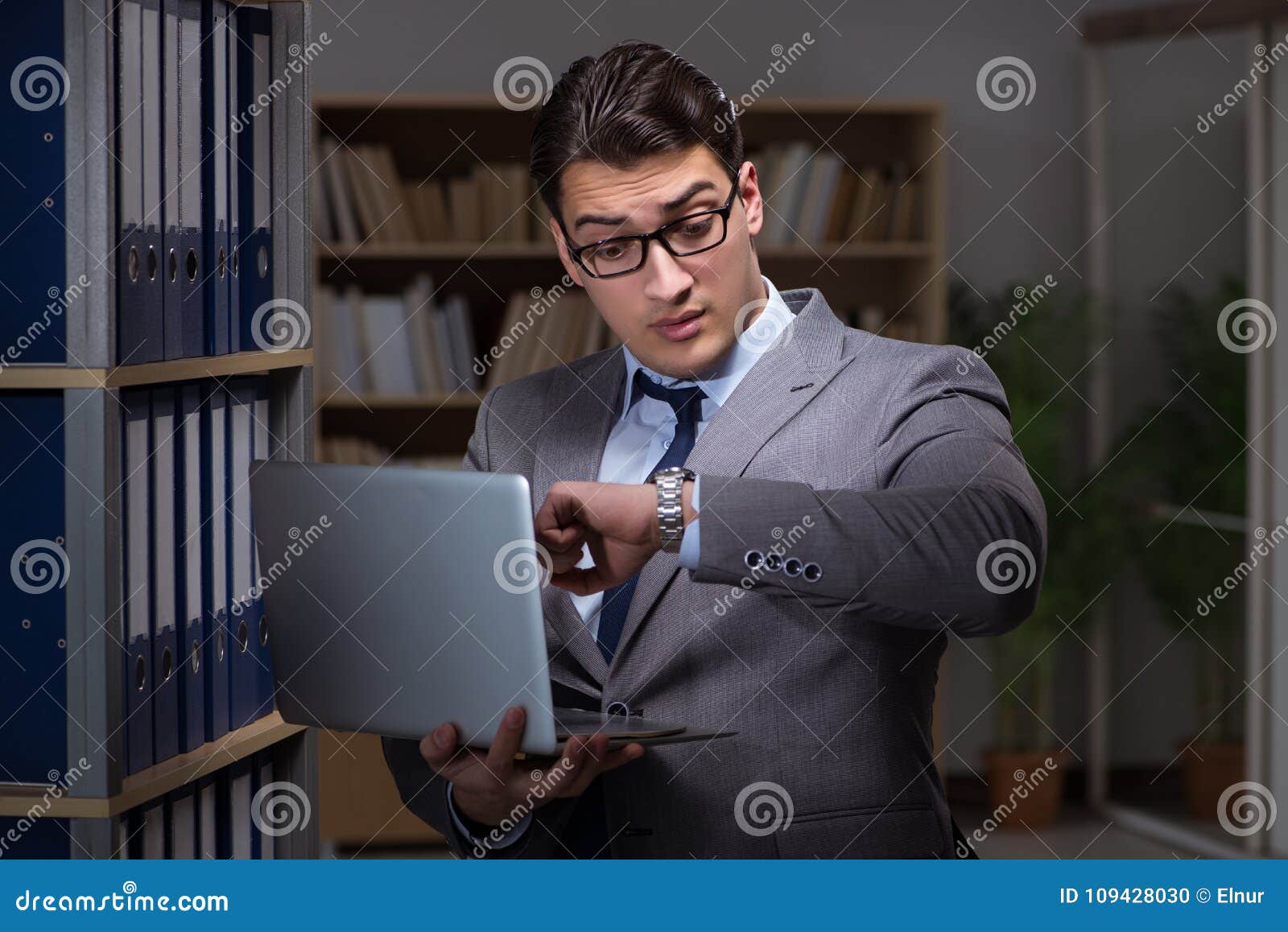 The Businessman Working Late Hours in the Office Stock Photo - Image of ...