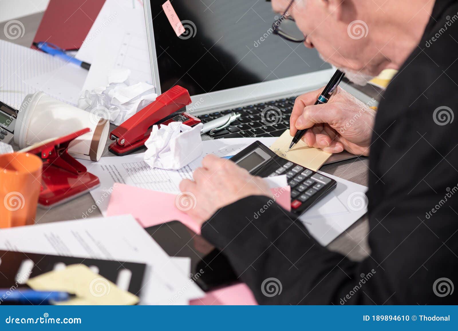 Businessman Working on a Messy Desk Stock Photo - Image of office ...