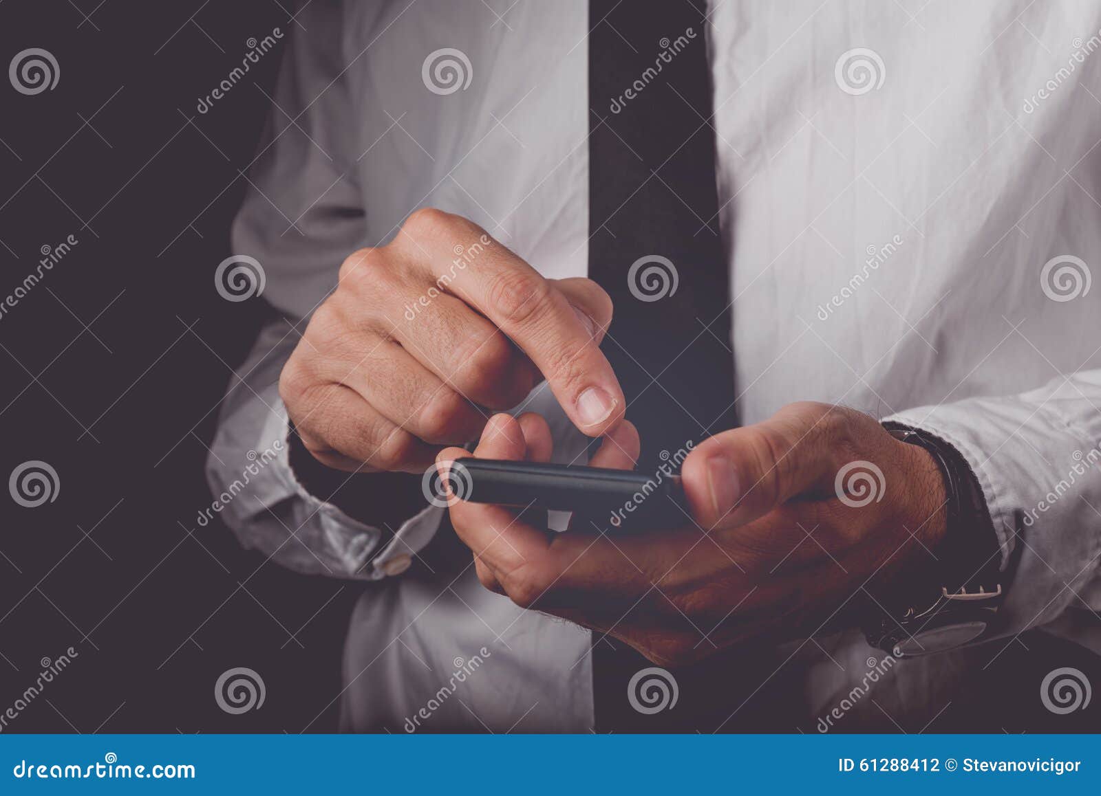 Businessman Working on Mobile Smart Phone Stock Photo - Image of screen ...