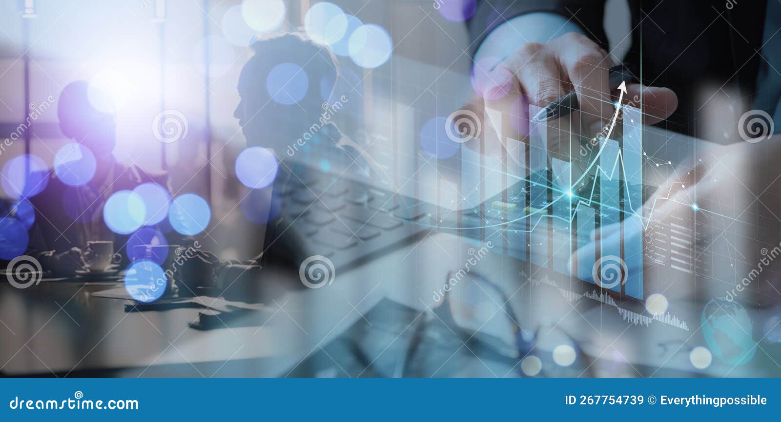 Businessman Working with Modern Computer Calculator Virtual Dashboard ...