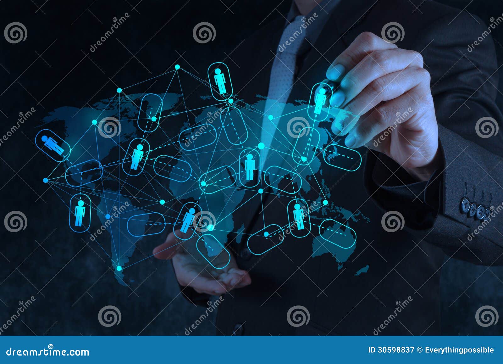 Businessman Working with New Modern Computer Show Social Network Stock ...