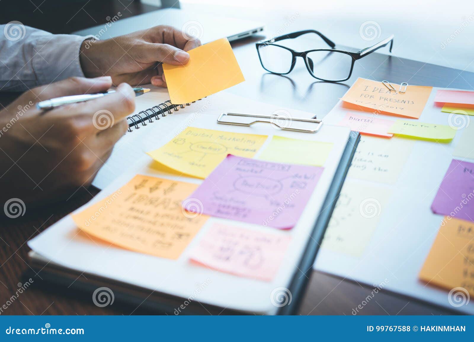 Businessman Working with Note Paper for Brainstorming Ideas Stock Photo ...