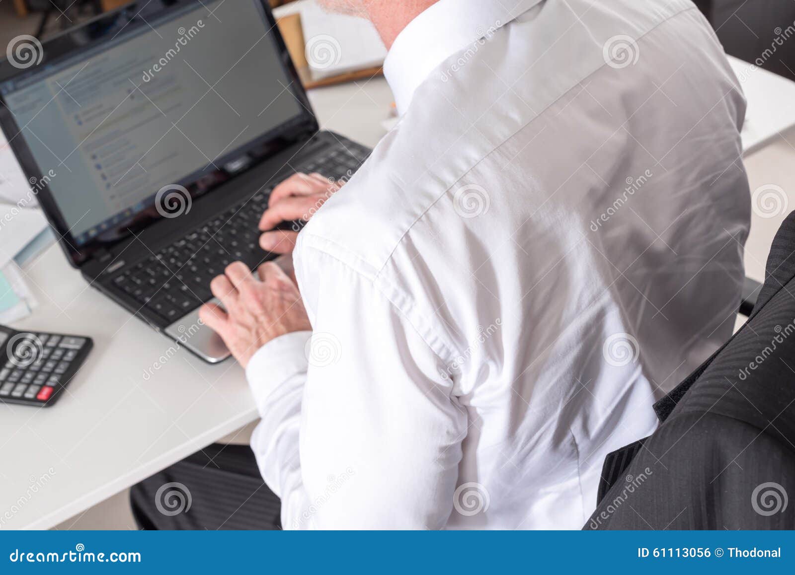 Businessman Working at Office Stock Photo - Image of back, information ...