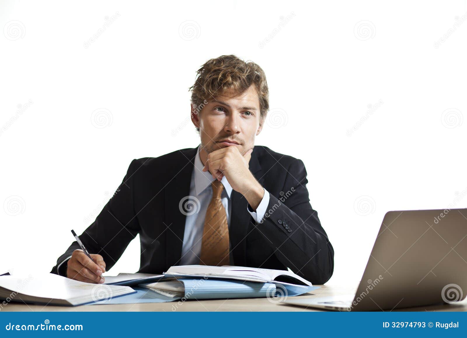 Businessman Working Out a Problem Stock Image - Image of colleagues ...