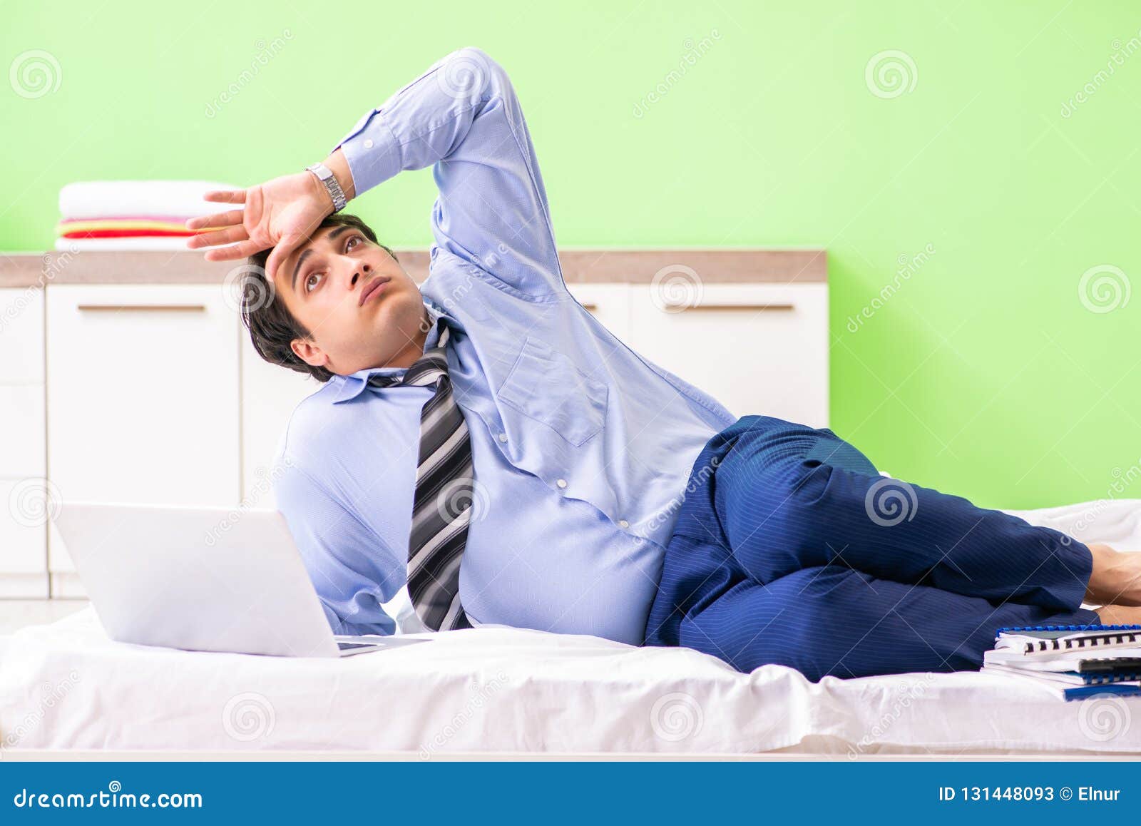 The Businessman Working Overtime in Hotel Room Stock Image - Image of ...