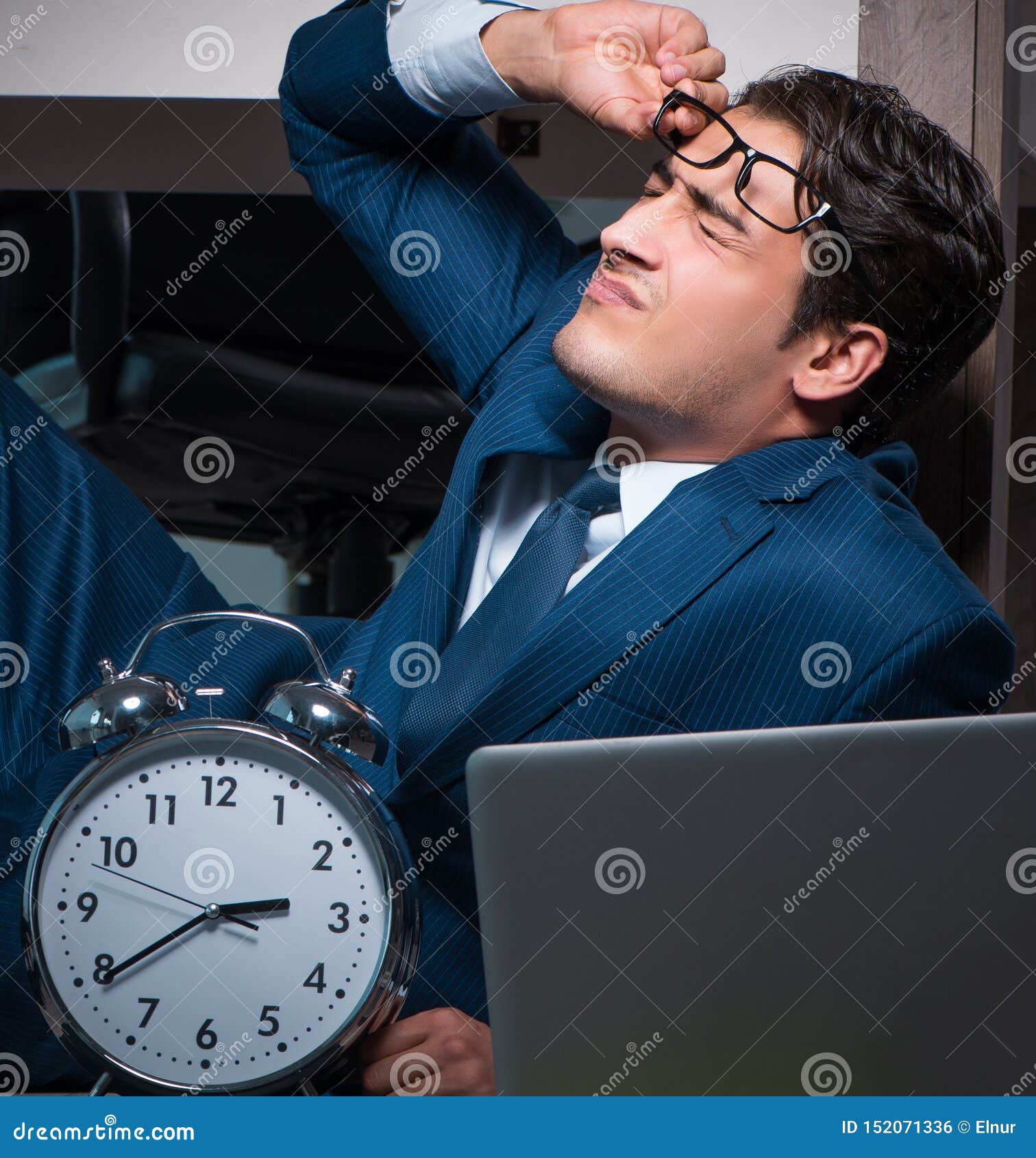 Businessman Working Overtime Long Hours Late in Office Stock Photo ...