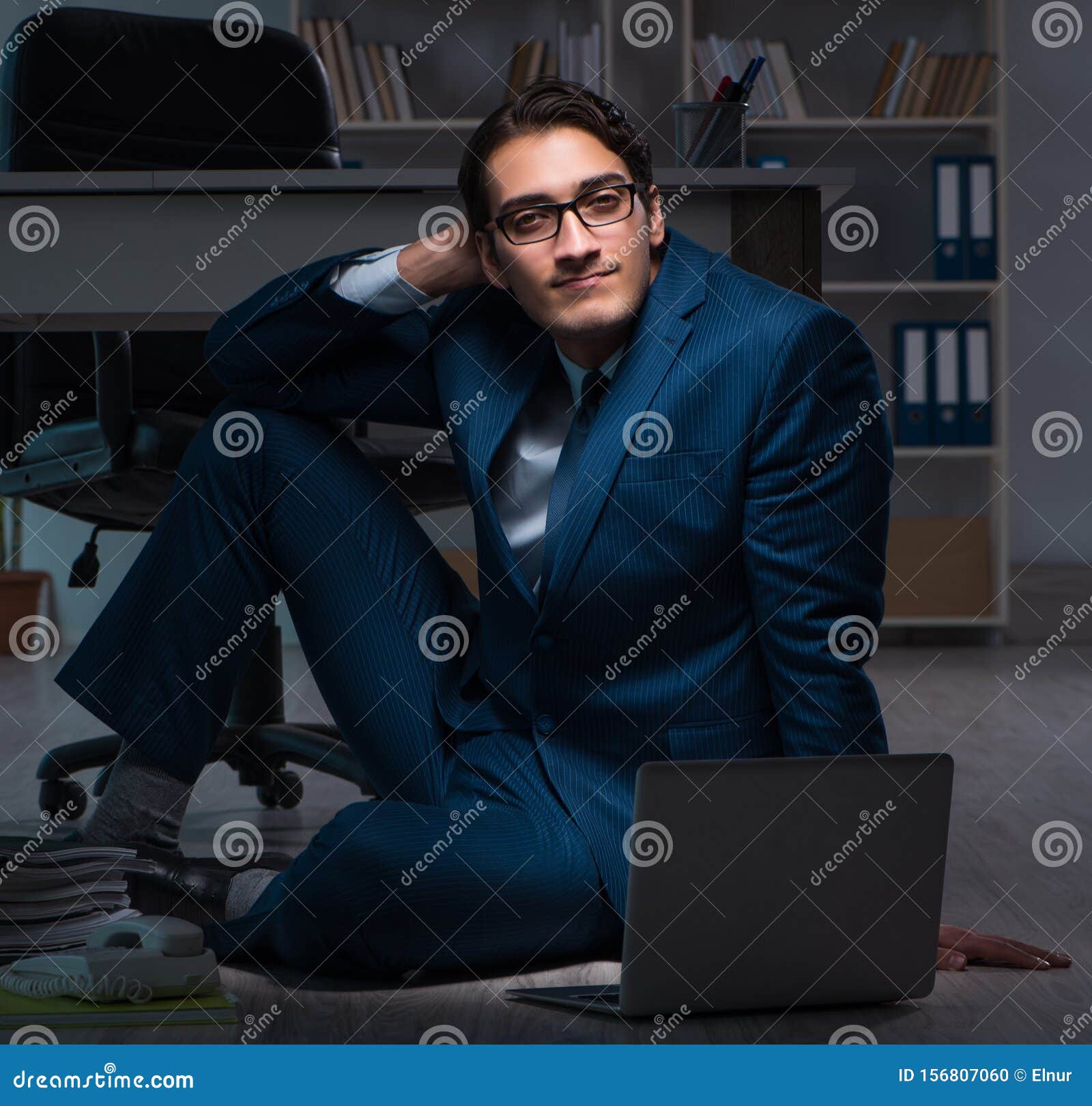Businessman Working Overtime Long Hours Late in Office Stock Photo ... Businessman Working Overtime Long Hours Late in Office Stock Photo ...