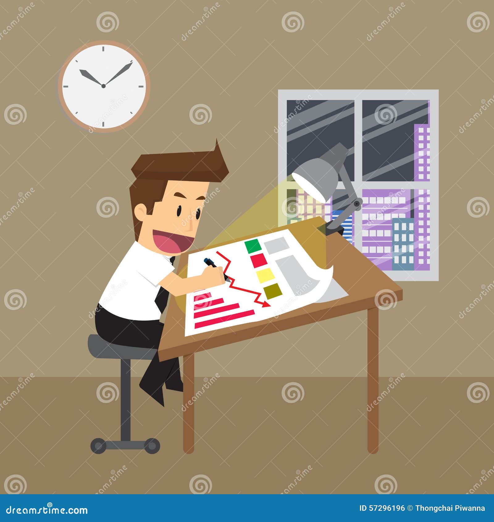 Businessman Working Overtime, Planning Stock Vector - Illustration of ...