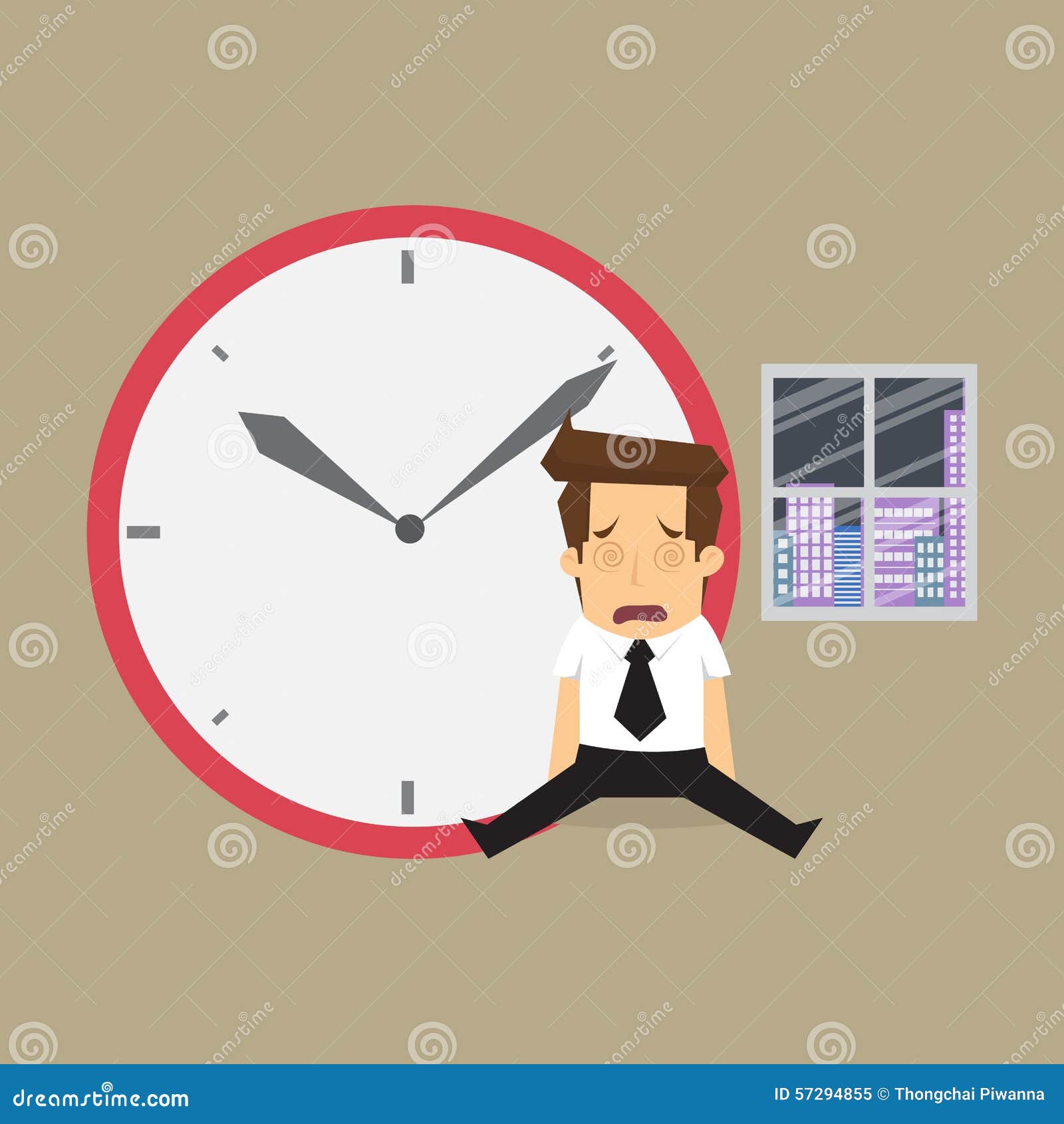 Businessman Working Overtime Too Stock Vector - Illustration of ...