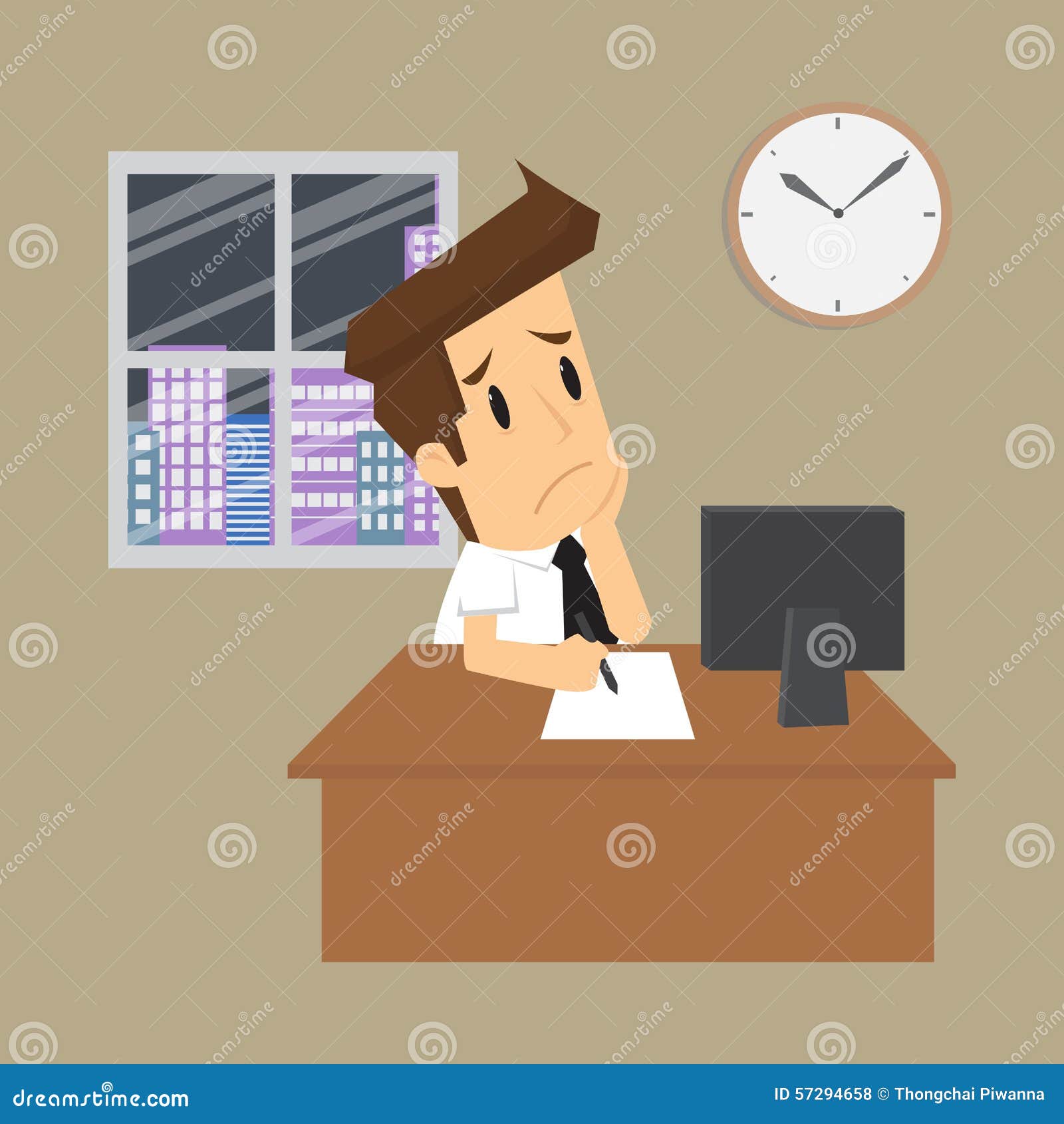 Businessman Working Overtime Stock Vector - Illustration of income ...