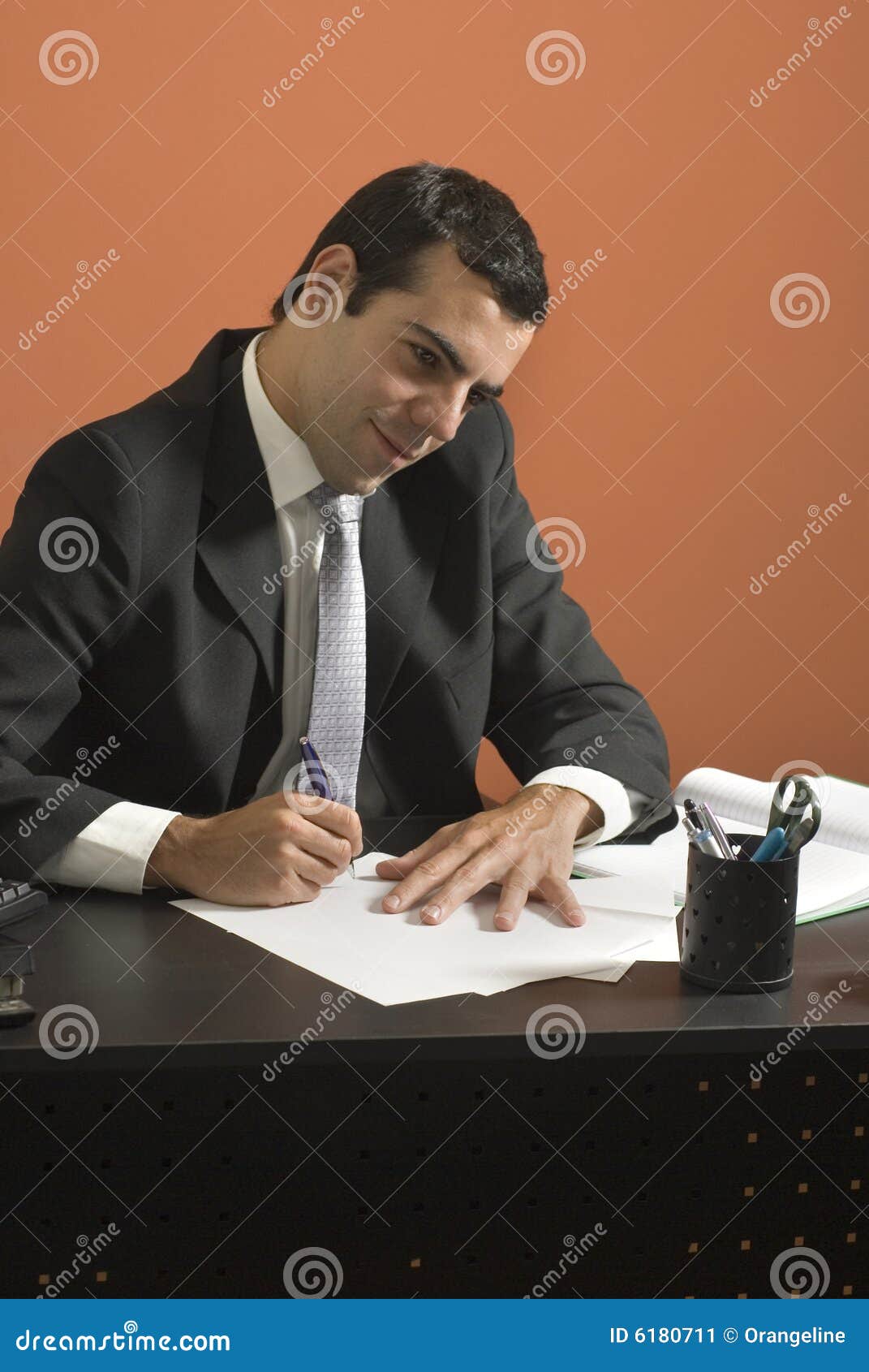 Businessman Working on Paperwork - Horizontal Stock Image - Image of ...