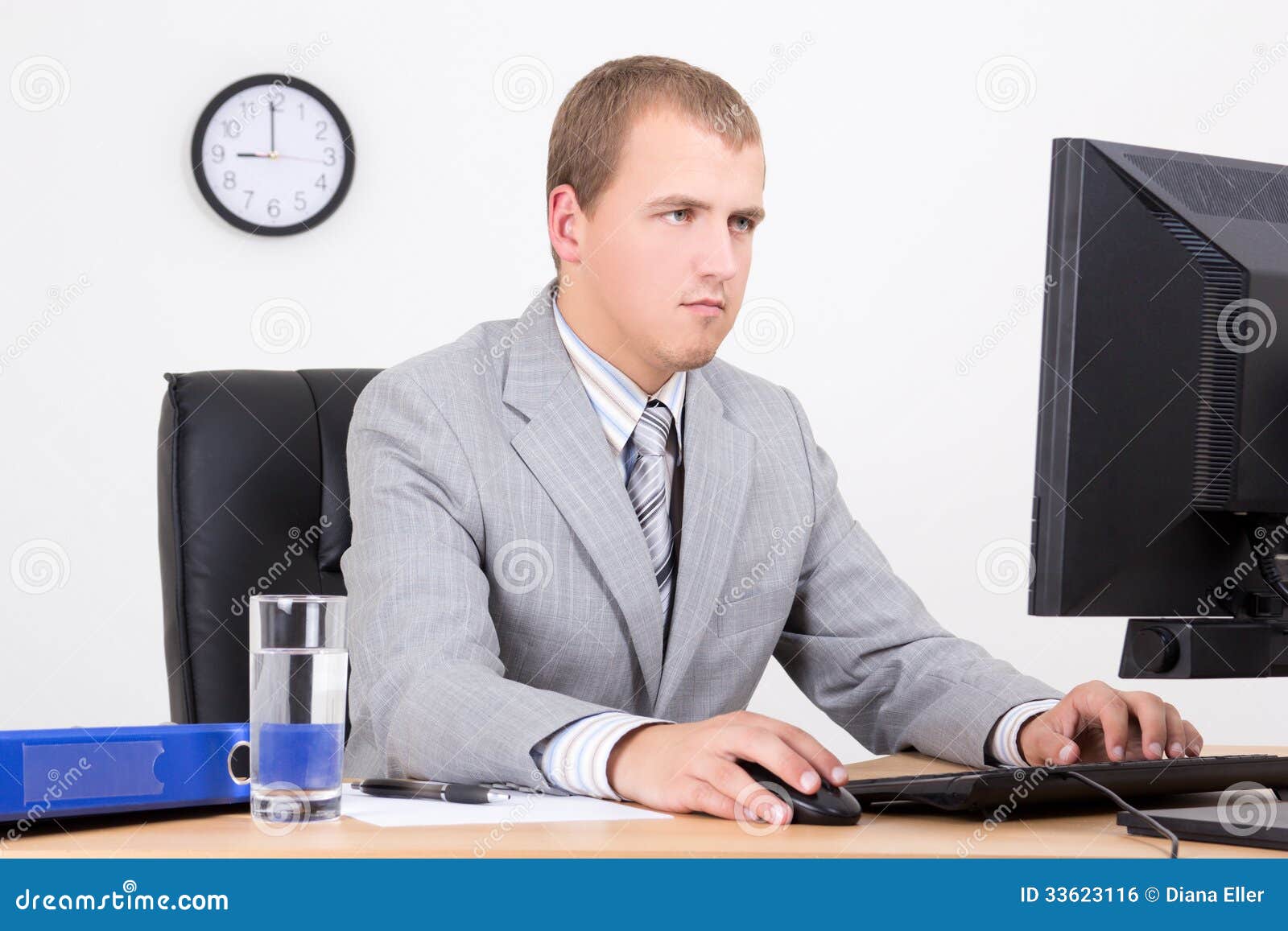 Businessman Working with Personal Computer in Office Stock Photo ...
