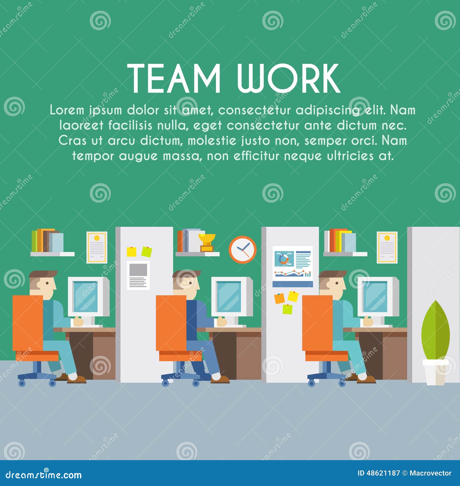 Businessman Working Poster stock vector. Illustration of design - 48621187