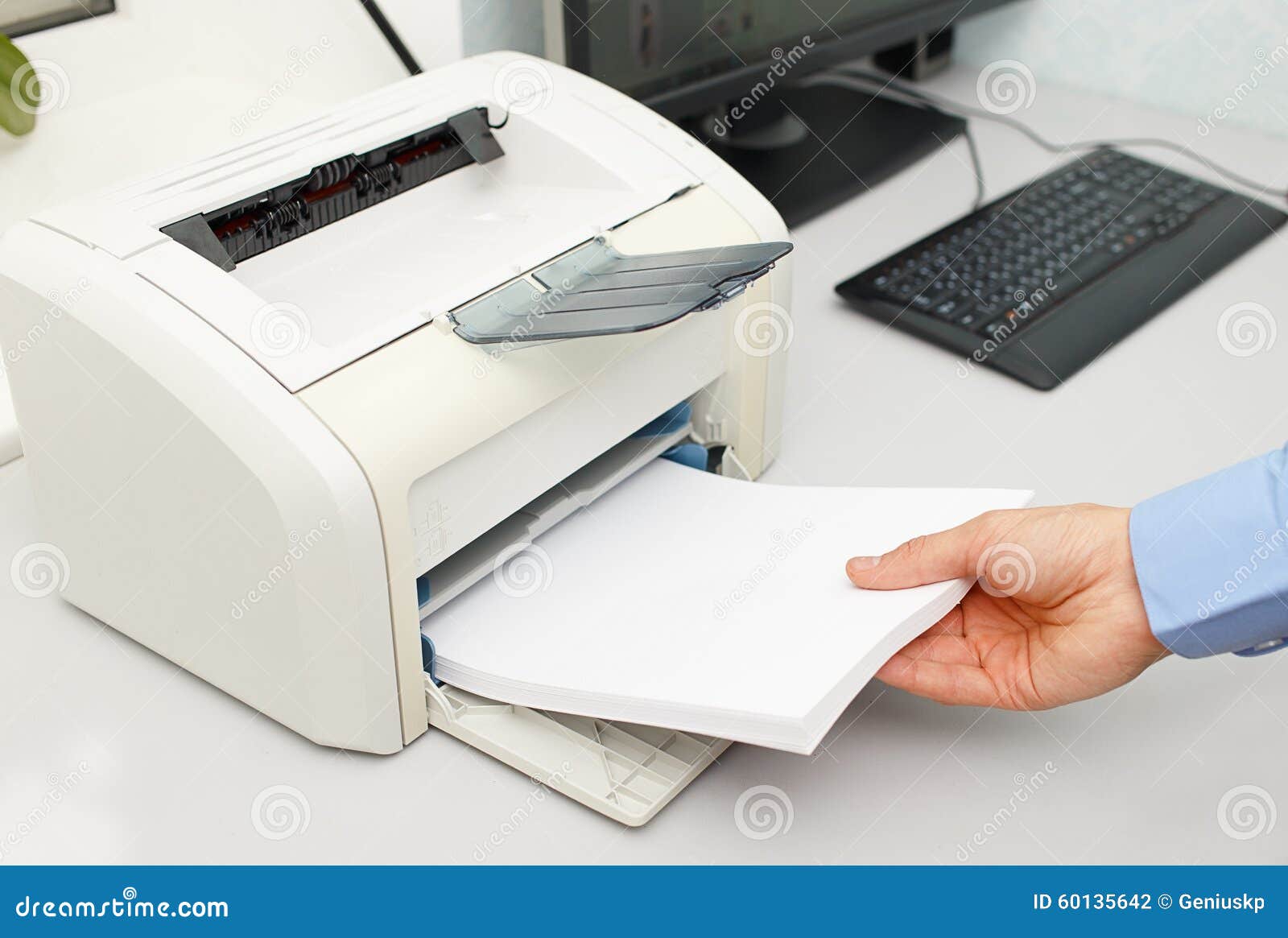 Businessman Working with Printer Stock Photo - Image of copy ...