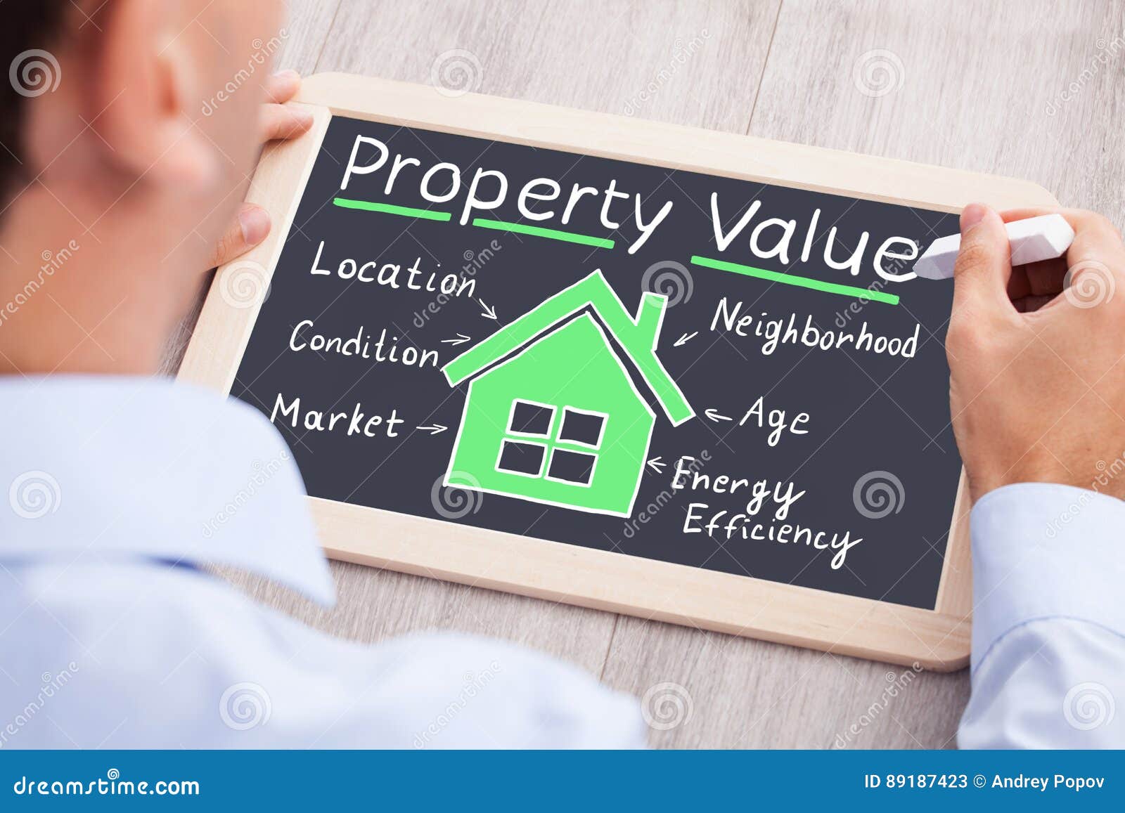 Businessman Working on the Property Value Concept Stock Image - Image ...