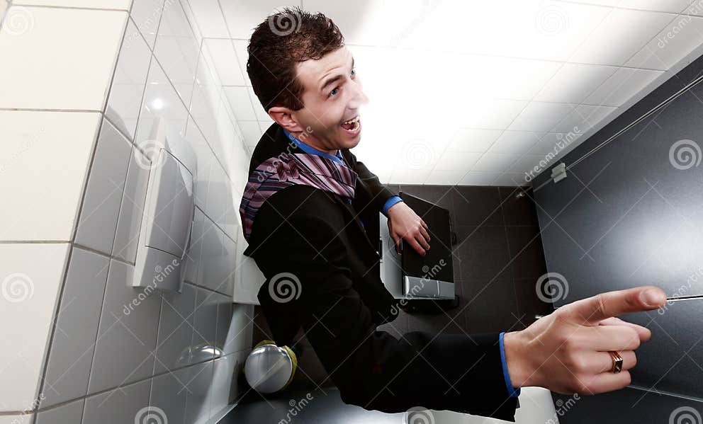 Businessman Working in Restroom Stock Image - Image of ideas ...