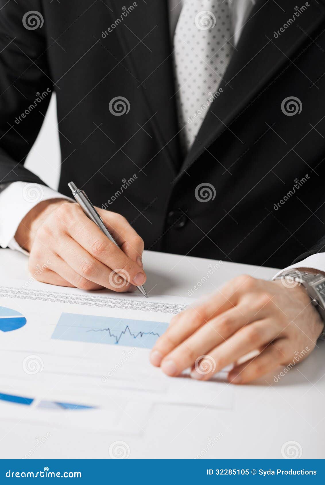 Businessman Working and Signing Paper Stock Image - Image of ...