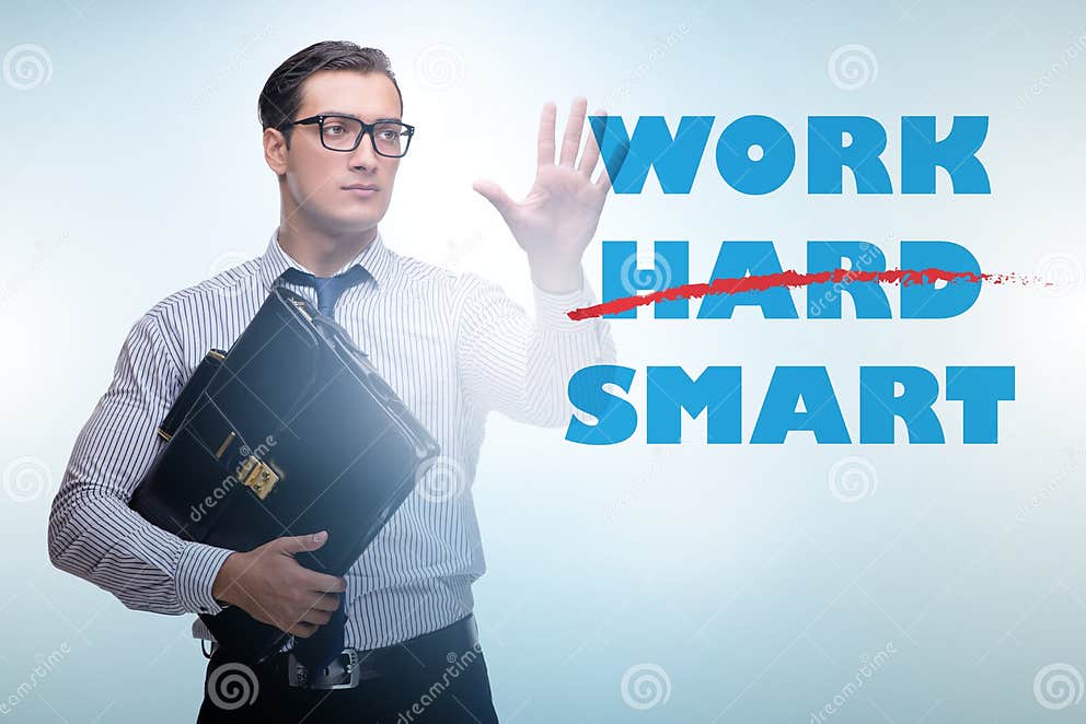 Businessman in Working Smart Not Hard Concept Stock Image - Image of ...