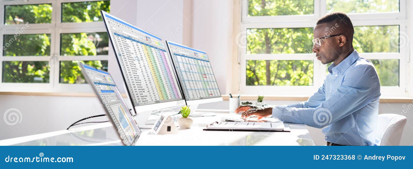 Businessman Working with Spreadsheets Stock Photo - Image of analytics ...