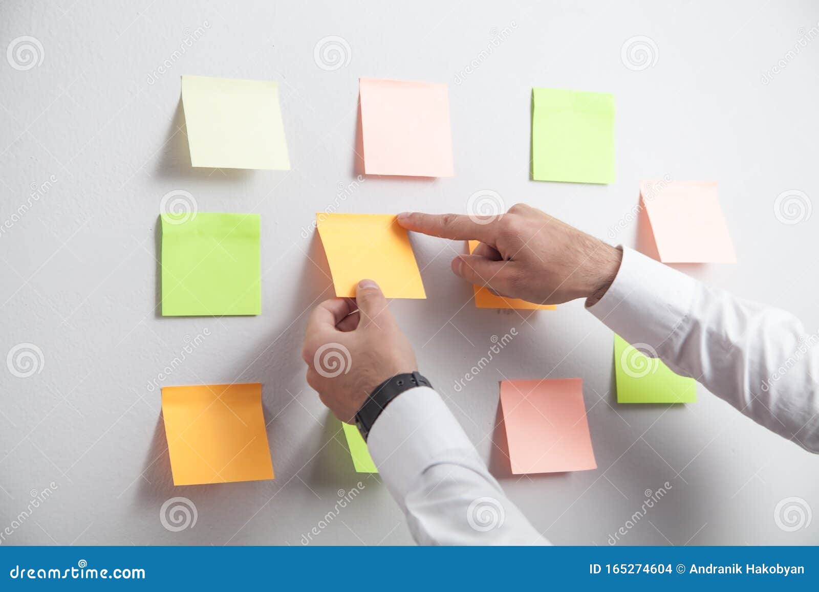 Businessman Working with Sticky Notes in Office Stock Photo - Image of ...