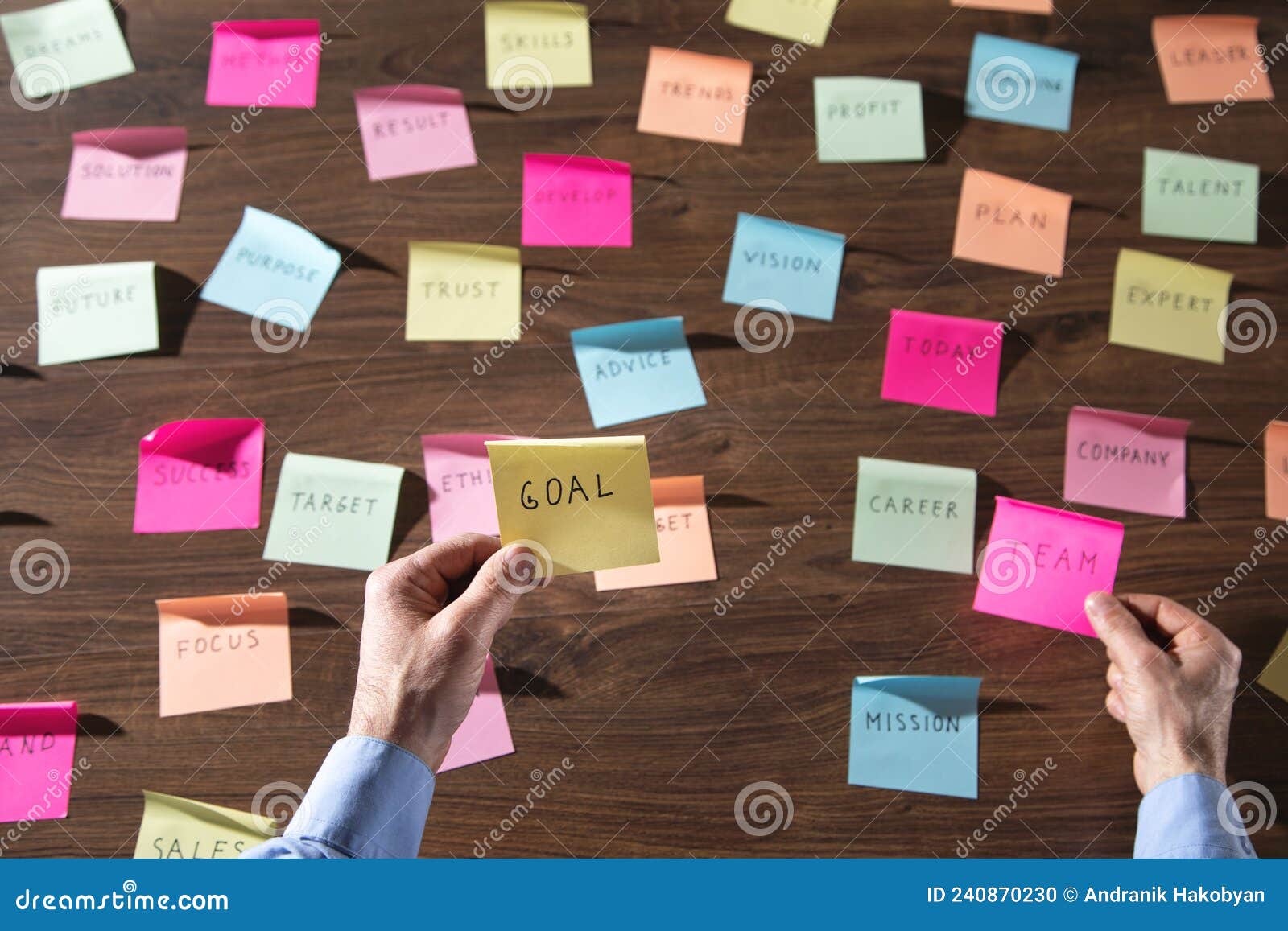 Businessman Working with Sticky Notes in Office Stock Photo - Image of ...