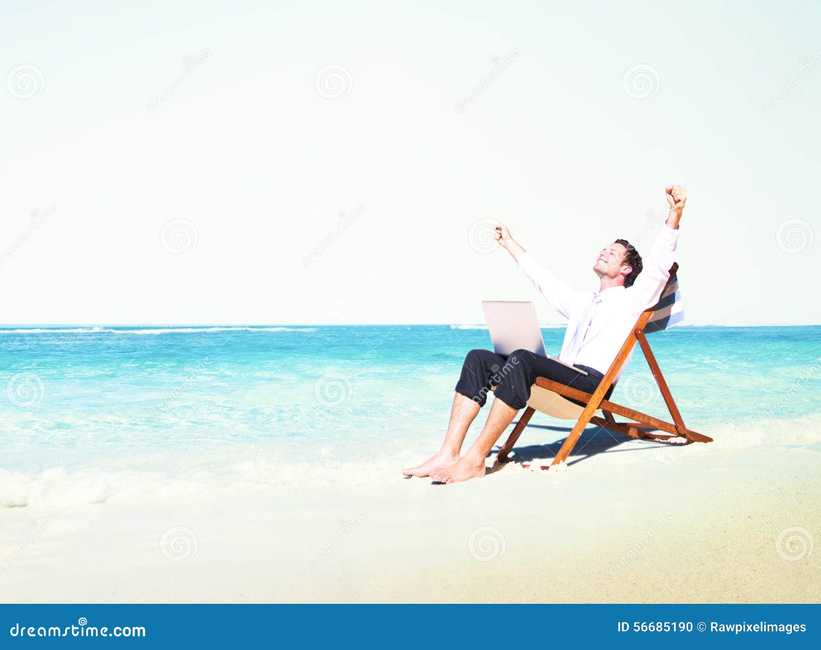 Businessman Working Success Beach Vacation Concept Stock Photo - Image ...