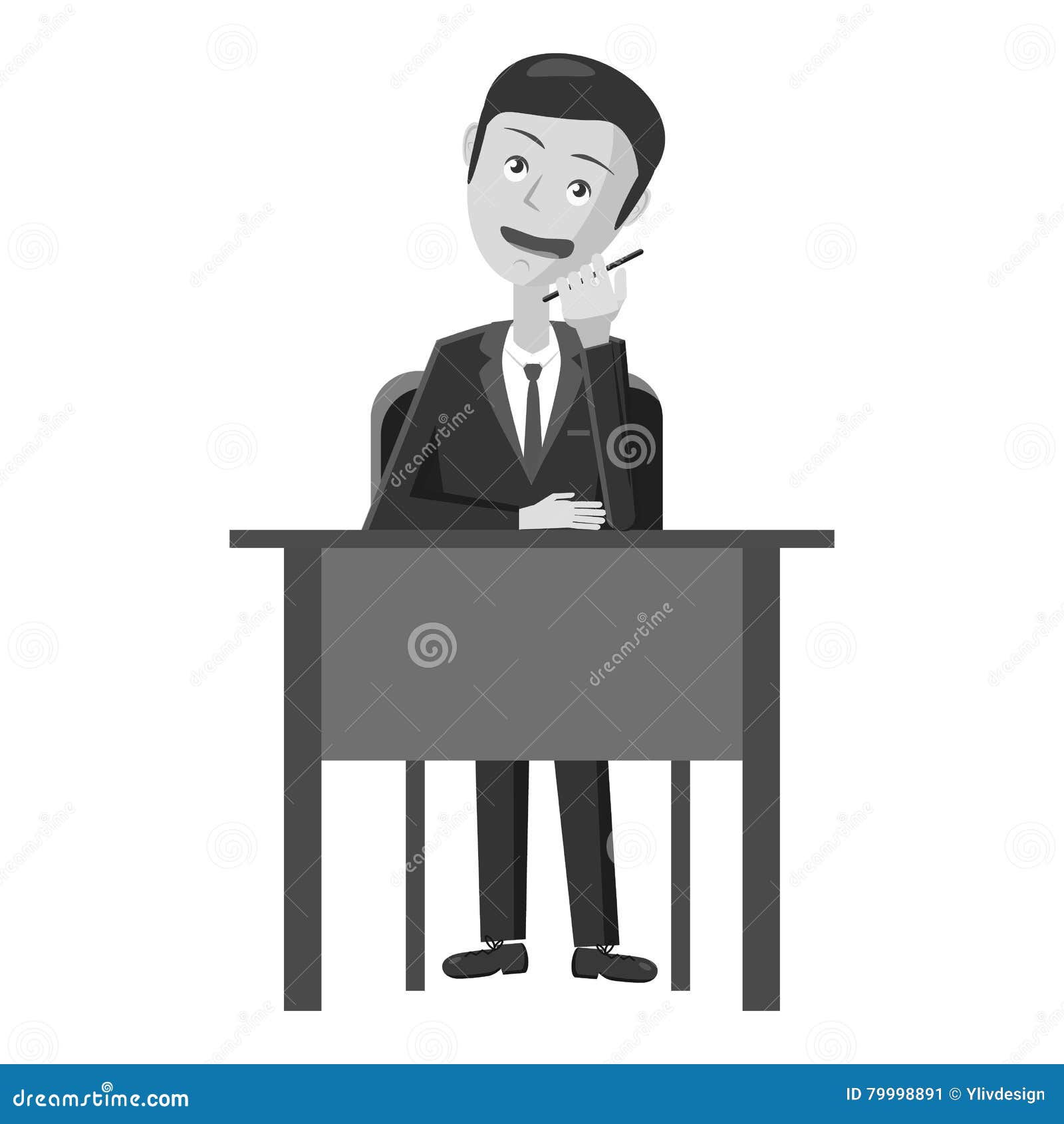 Businessman Working at Table Icon Stock Vector - Illustration of person ...