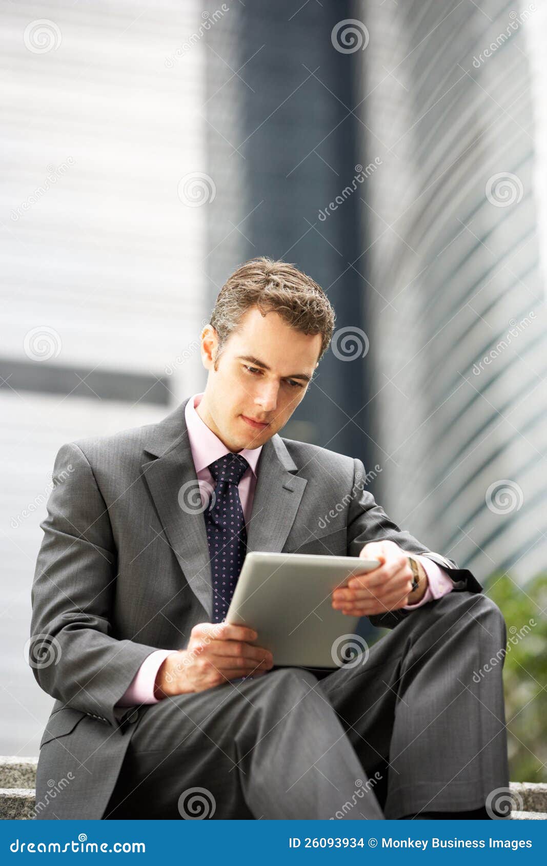 Businessman Working on Tablet Computer Stock Photo - Image of mobile ...