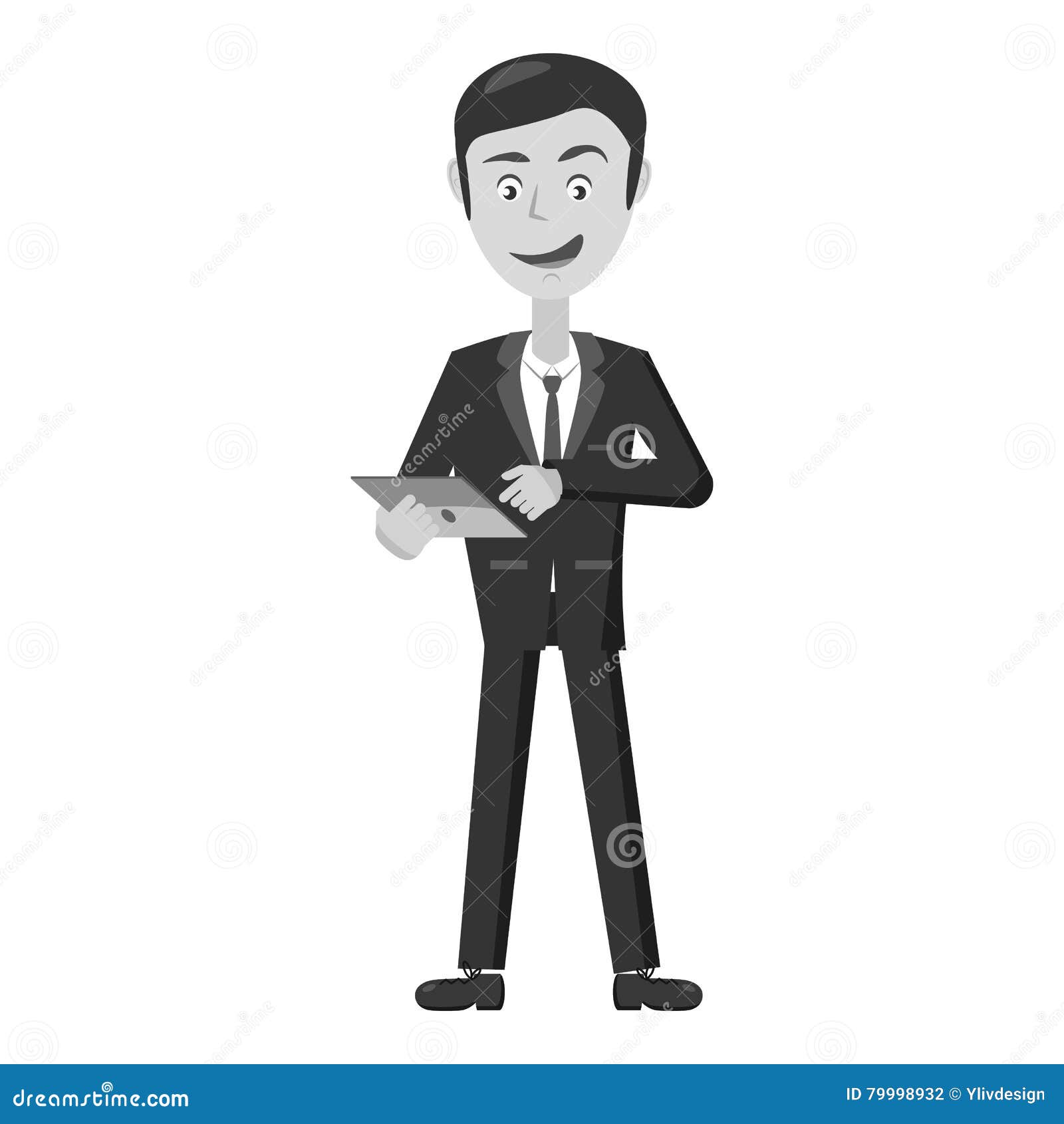 Businessman Working on Tablet Icon Stock Vector - Illustration of ...
