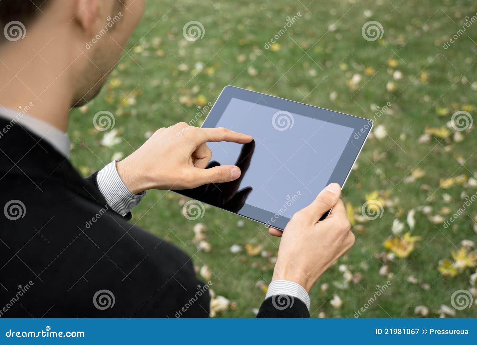 Businessman Working with Tablet PC Stock Image - Image of data, device ...