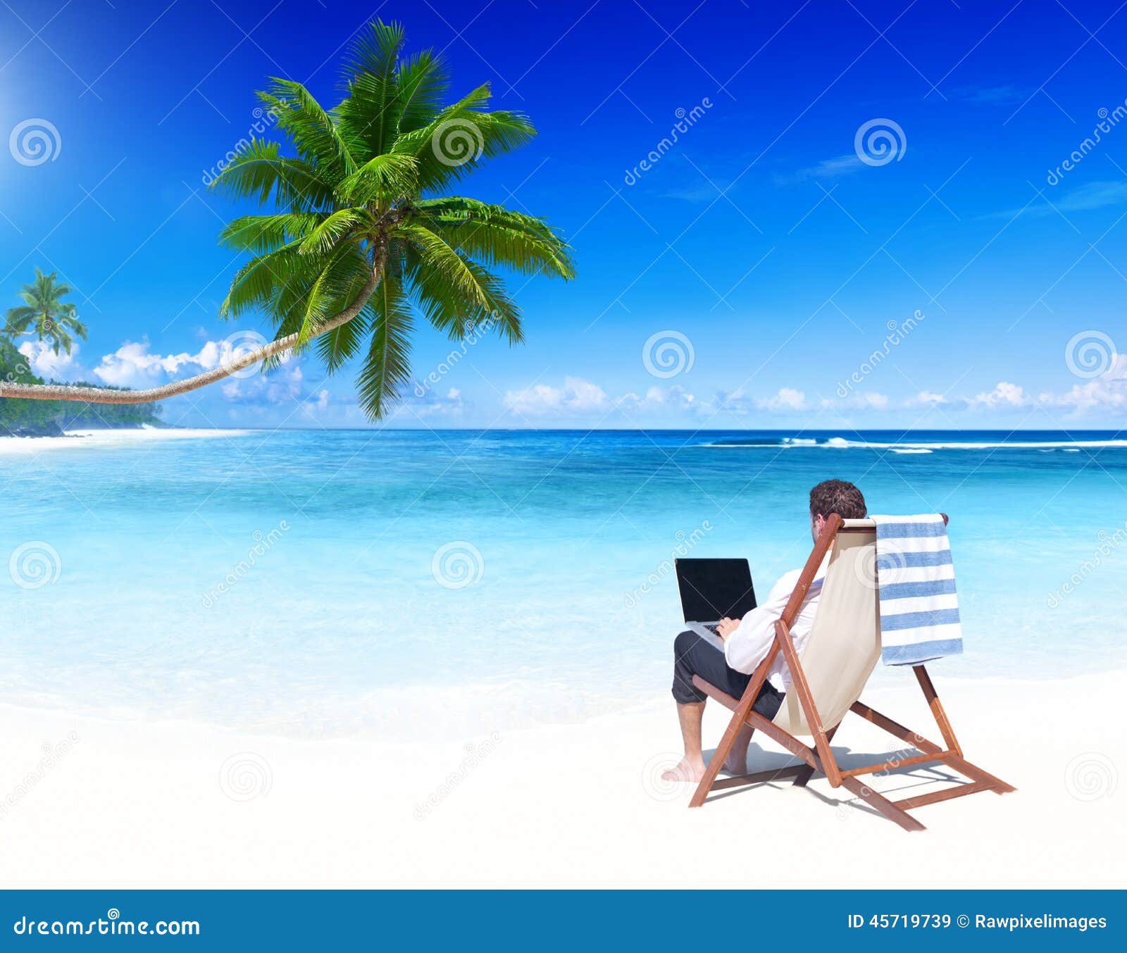 Businessman Working on a Tropical Beach Stock Image - Image of ...
