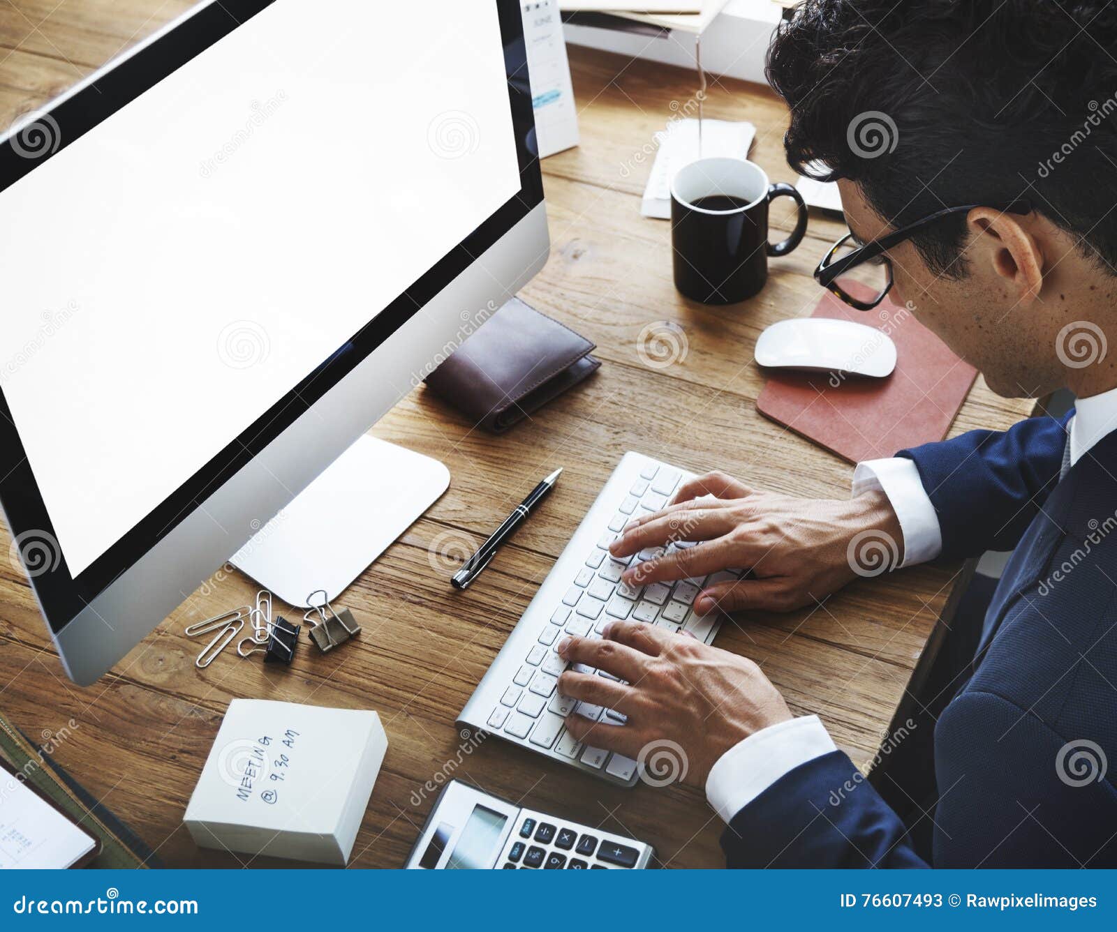 Businessman Working Using Computer Busy Concept Stock Image - Image of ...