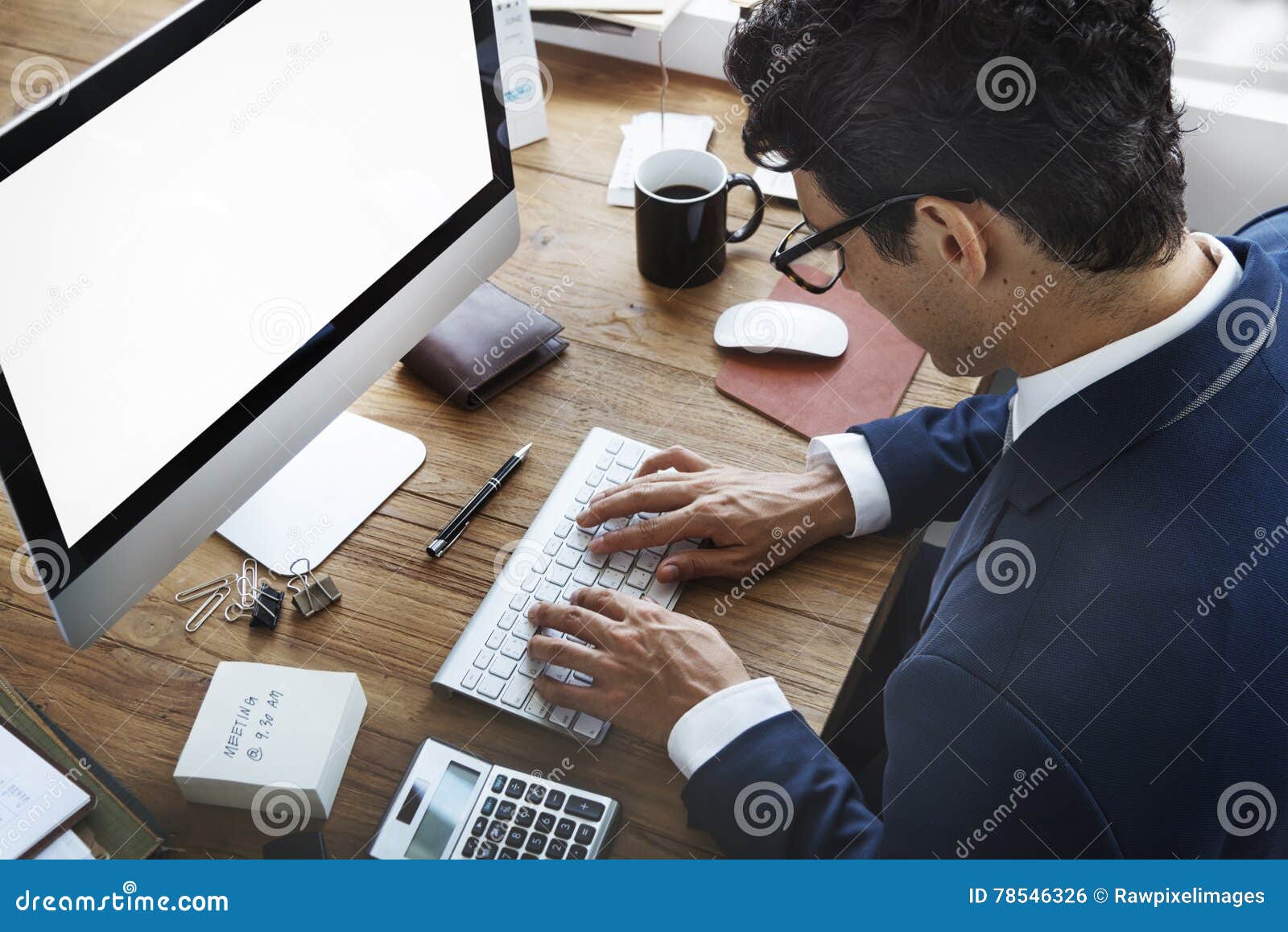 Businessman Working Using Computer Busy Concept Stock Photo - Image of ...