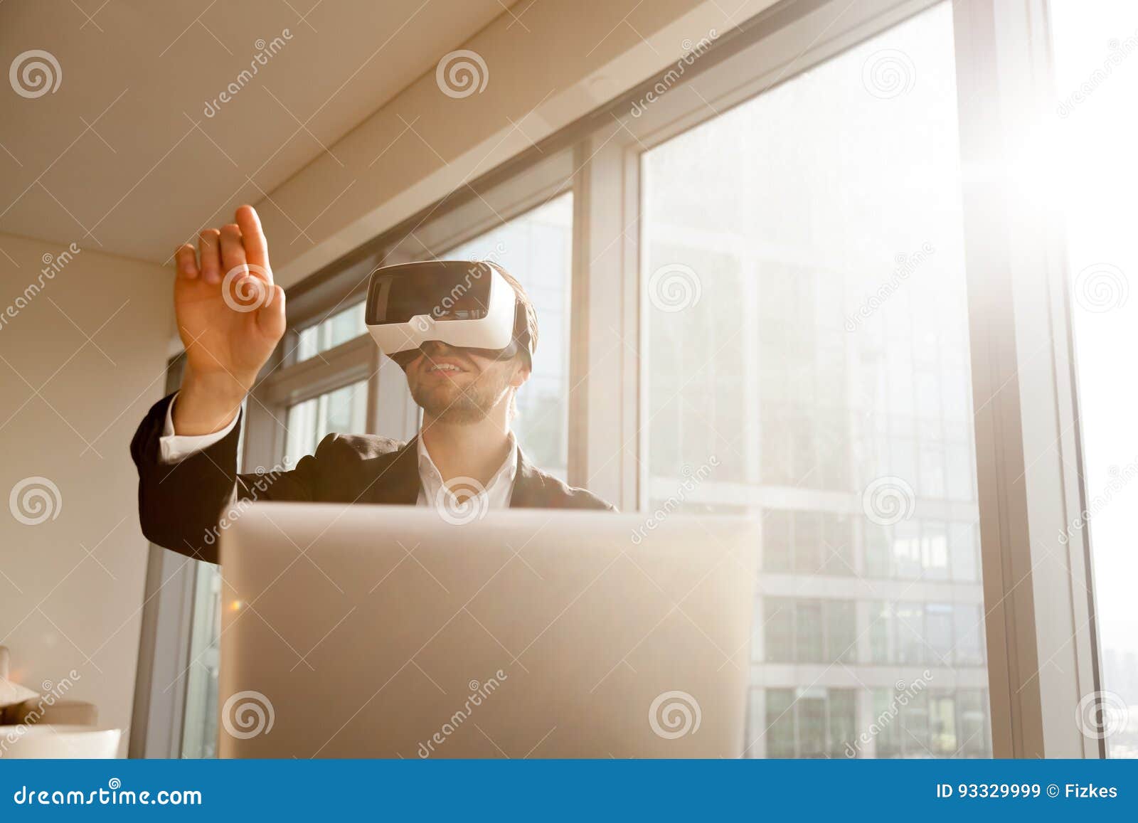 Businessman Working with Virtual Reality Glasses Stock Image - Image of ...