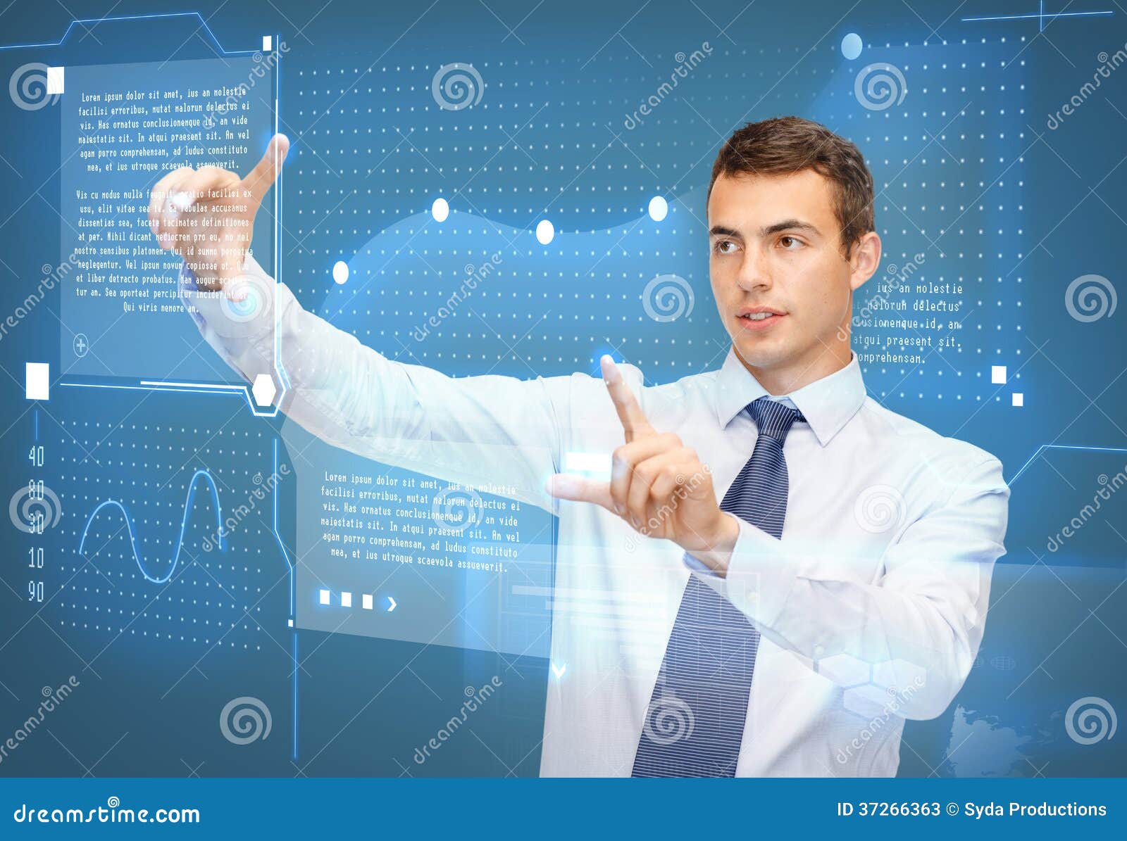 Businessman Working with Virtual Screen Stock Image - Image of people ...
