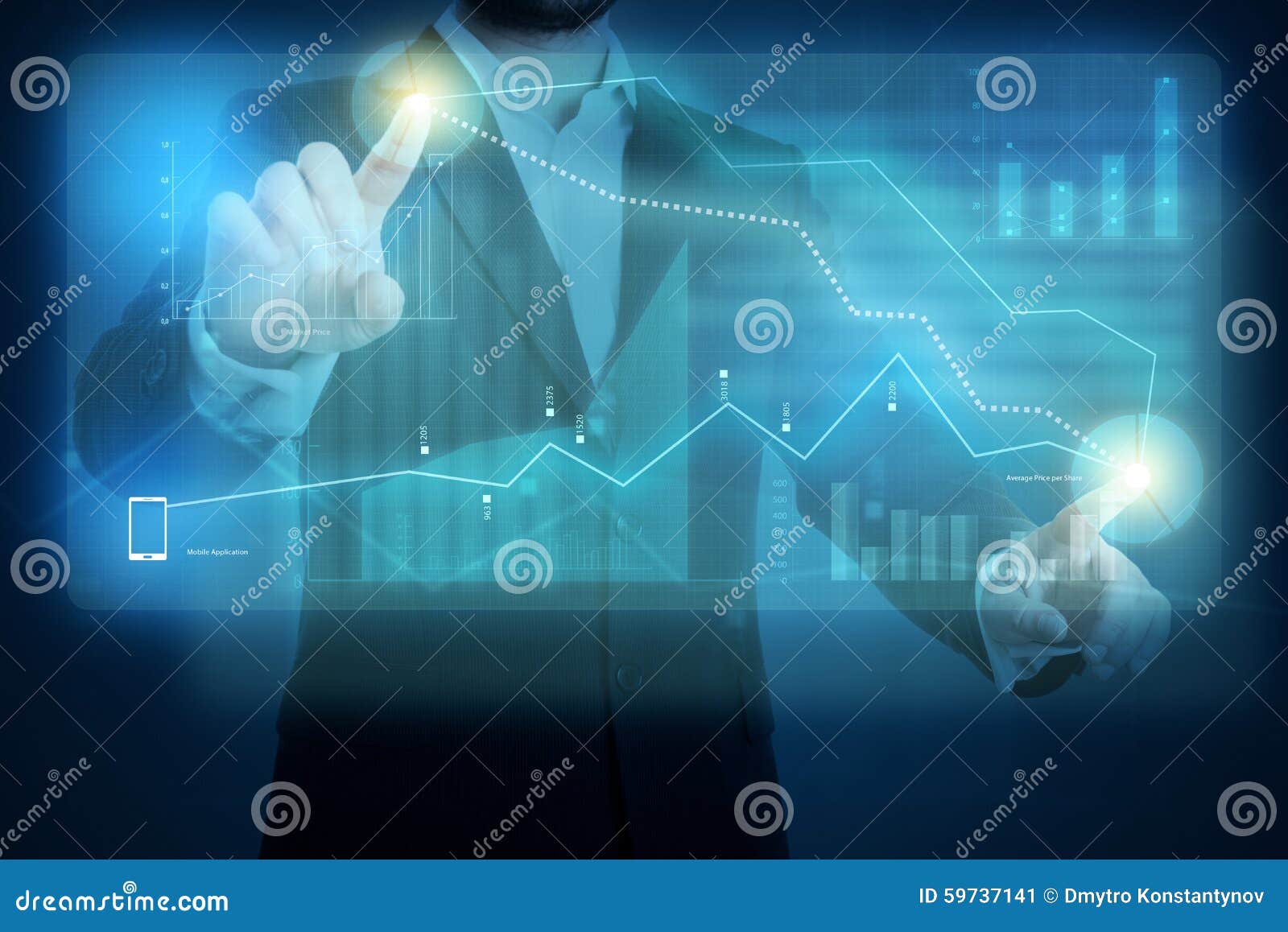 Businessman Working with Virtual Screen Stock Image - Image of hand ...