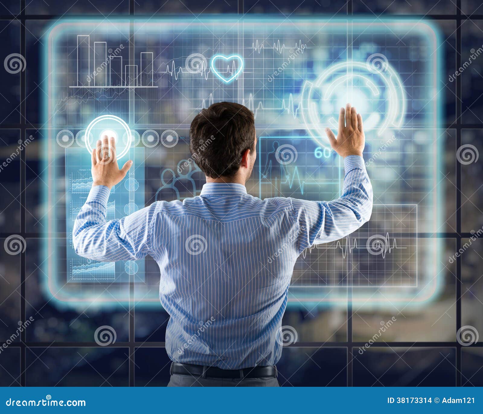 Businessman Working with Virtual Technologies Stock Photo - Image of ...